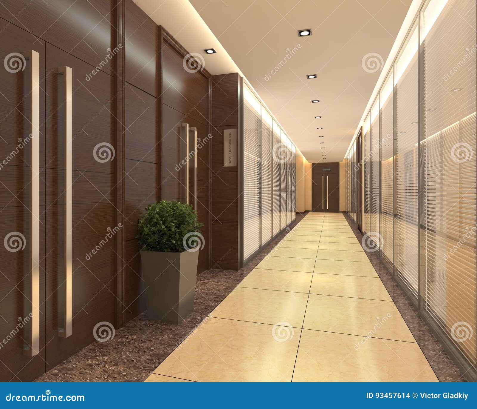 Interior Modern Hotel Corridor 3D Illustration Stock Illustration ...