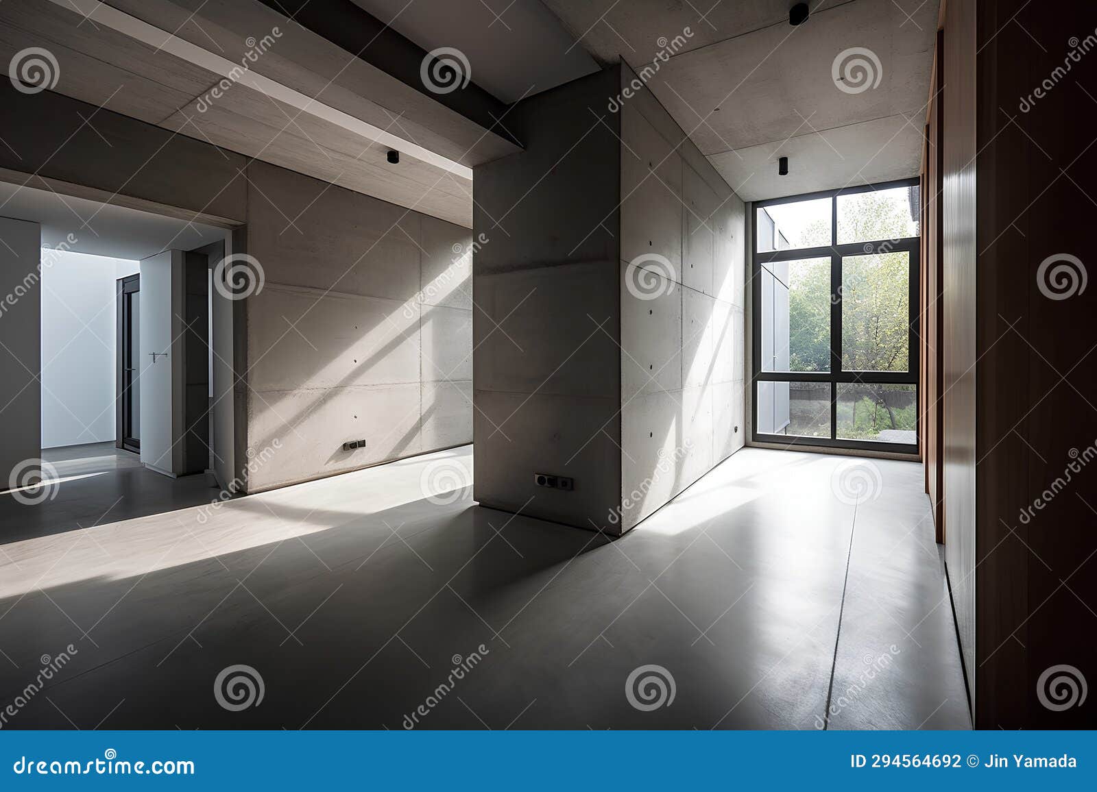 Interior of Modern House, Empty Room with Concrete Walls and Floor ...