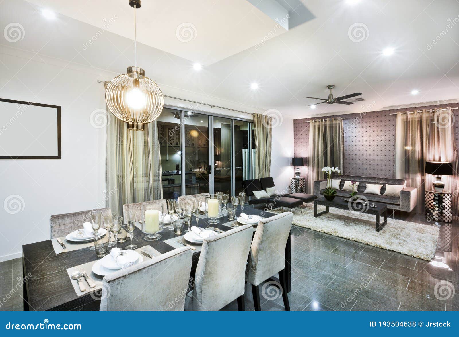 Interior of a Modern Kitchen and Dining Room Stock Photo - Image of ...