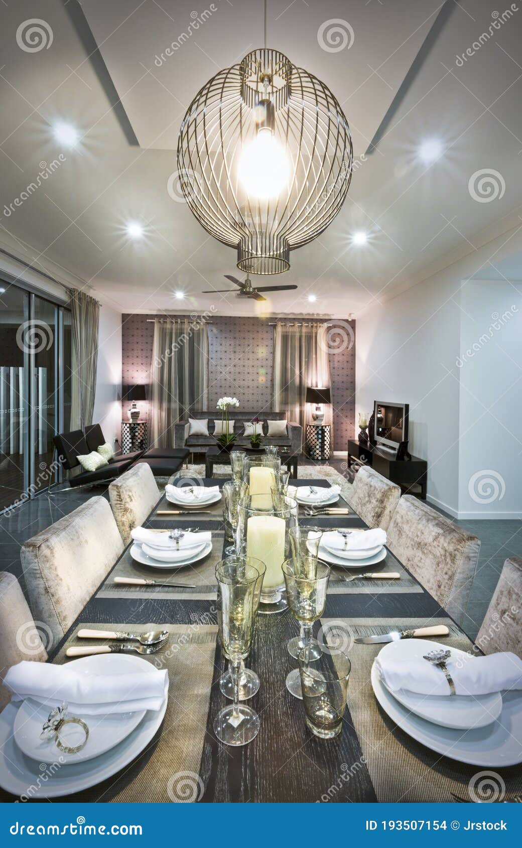 Interior of a Modern Kitchen and Dining Room Stock Photo - Image of ...