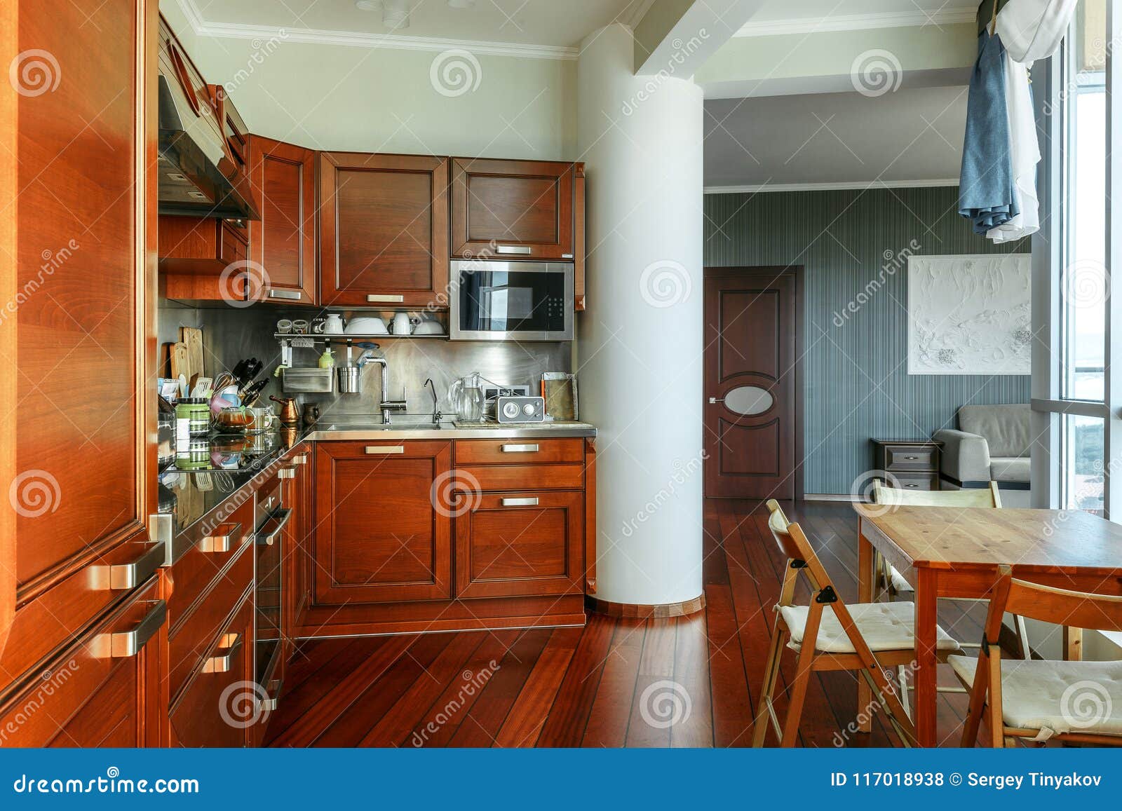 Interior of the Modern Kitchen and Guest Room Stock Photo - Image of ...
