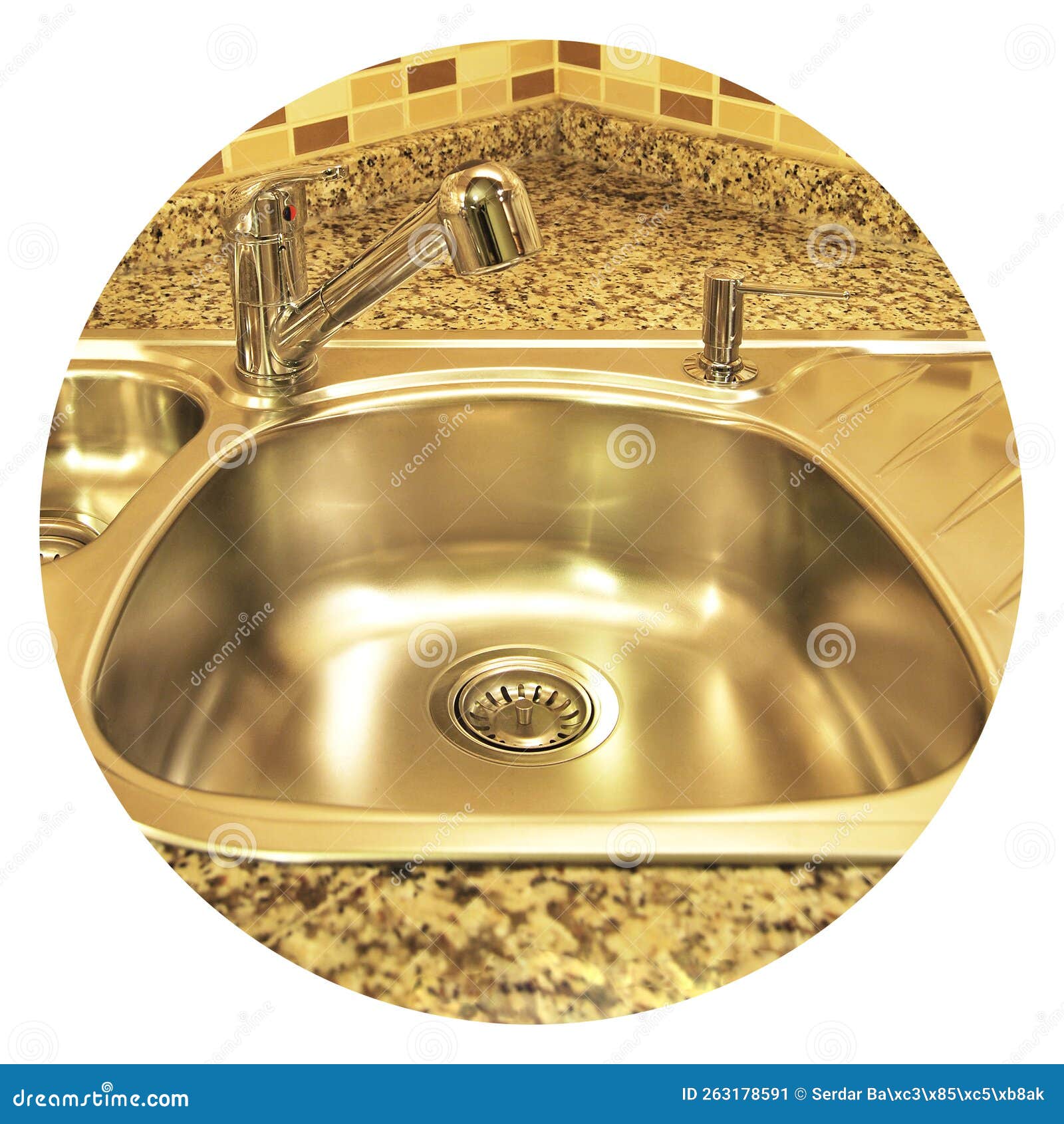 Interior of Modern Kitchen and Stainless Steel Sink, Tap and Drain ...