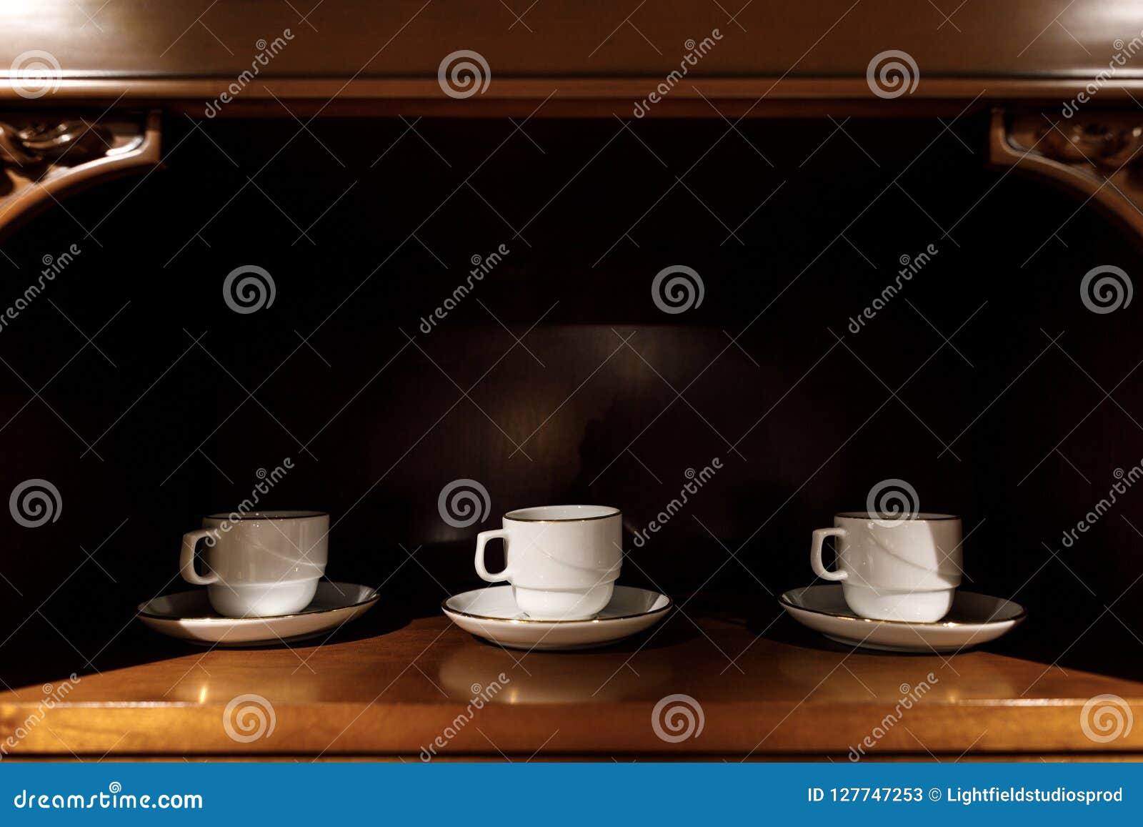 Interior of Modern Kitchen with White Porcelain Cups Stock Image ...