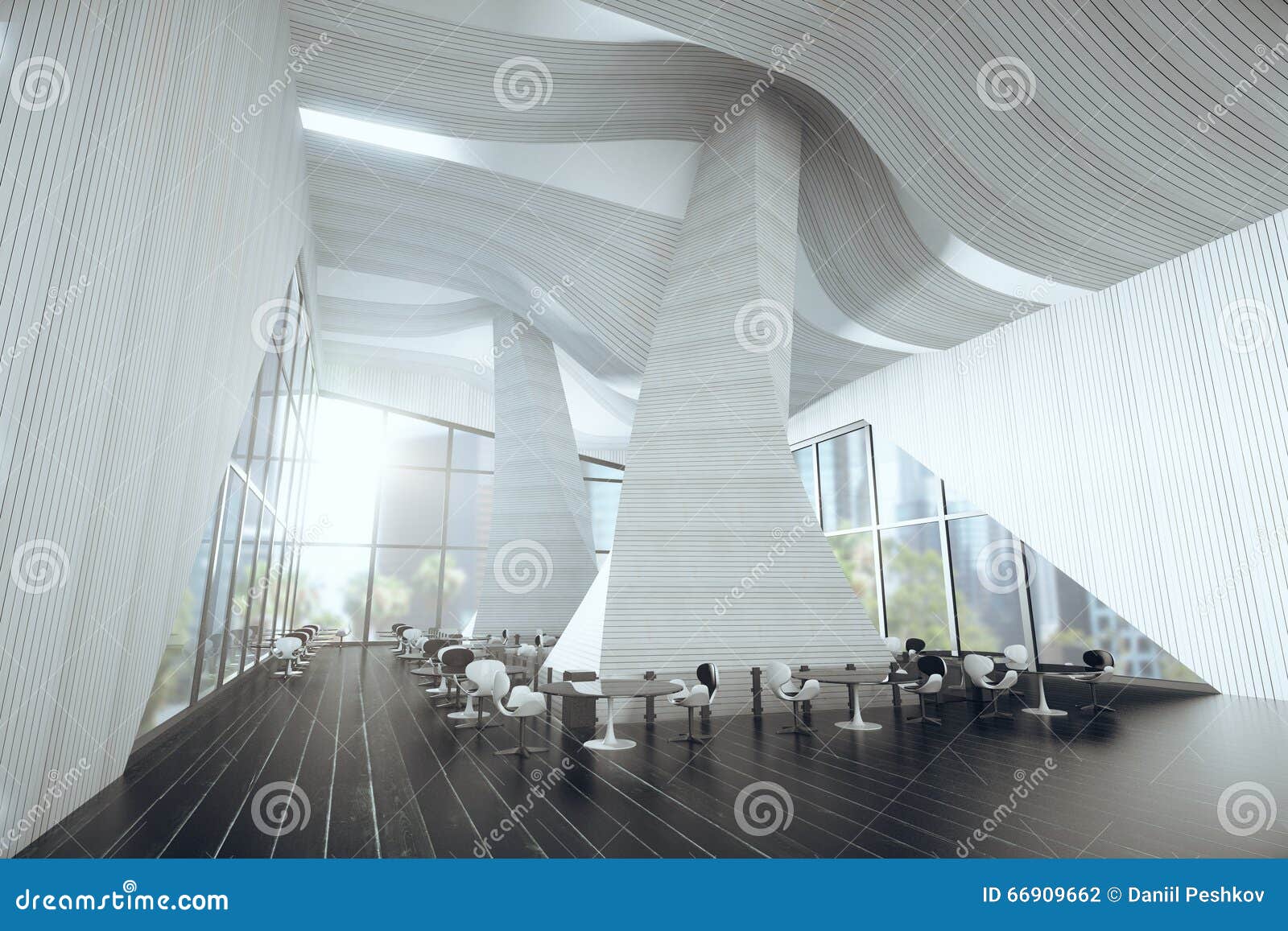 Interior of Modern Large Restaurant with Large Windows Stock ...