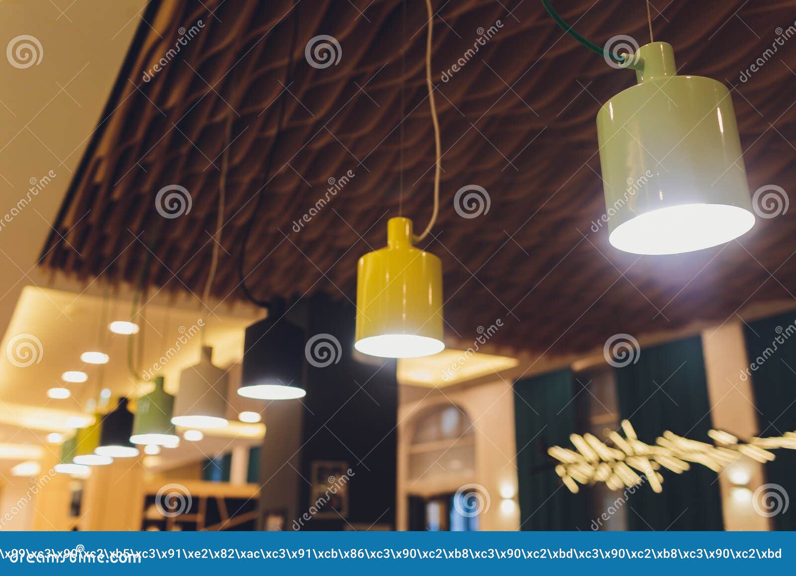 Interior Modern Light in Shopping Mall Futuristic Ceiling with Lighting ...