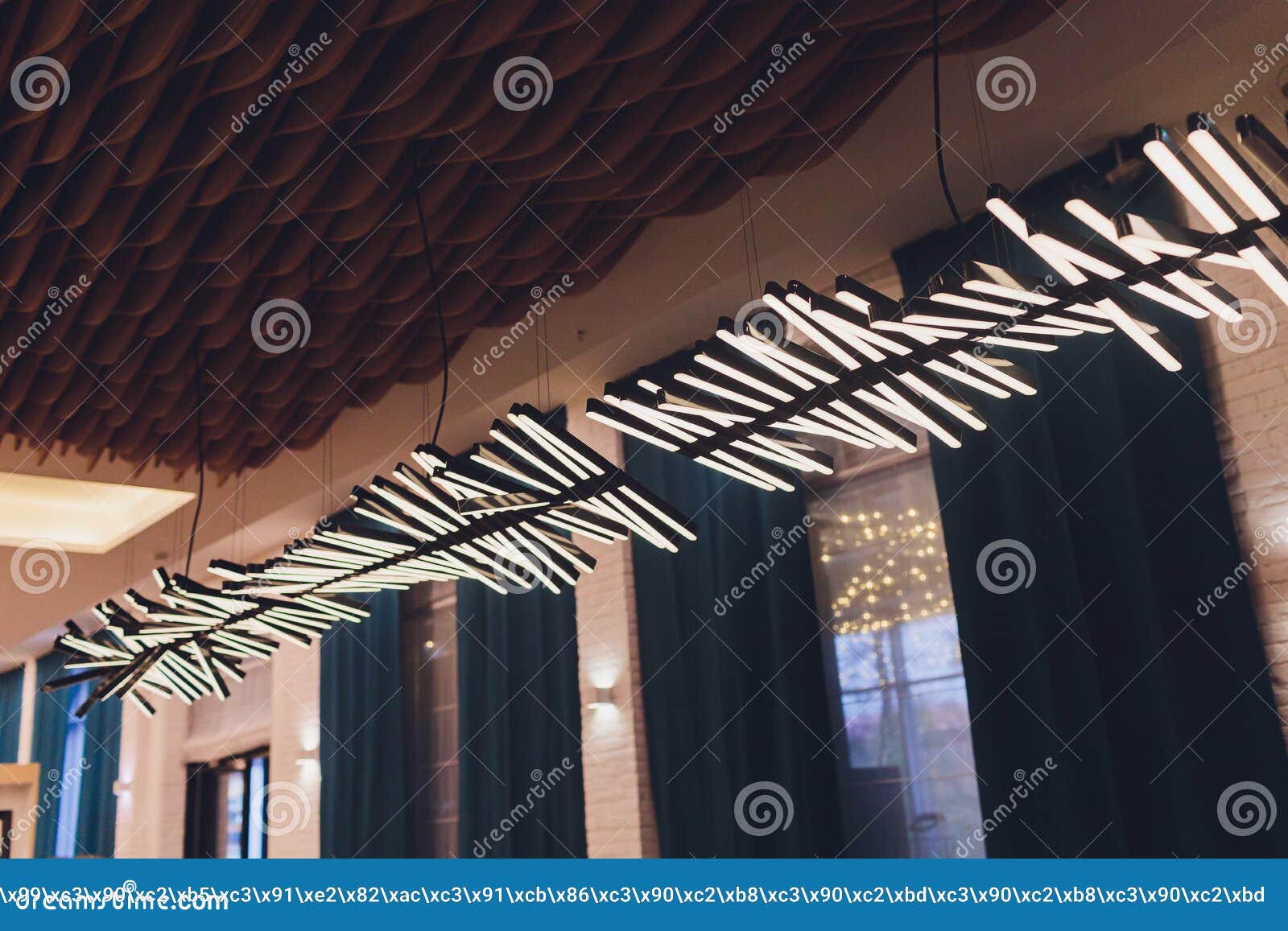 Interior Modern Light in Shopping Mall Futuristic Ceiling with Lighting ...