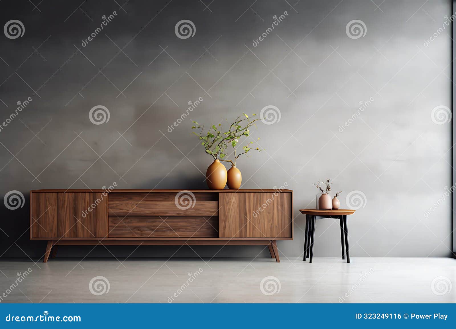 Interior of Modern Living Room with Wooden Commode and Vase Stock ...