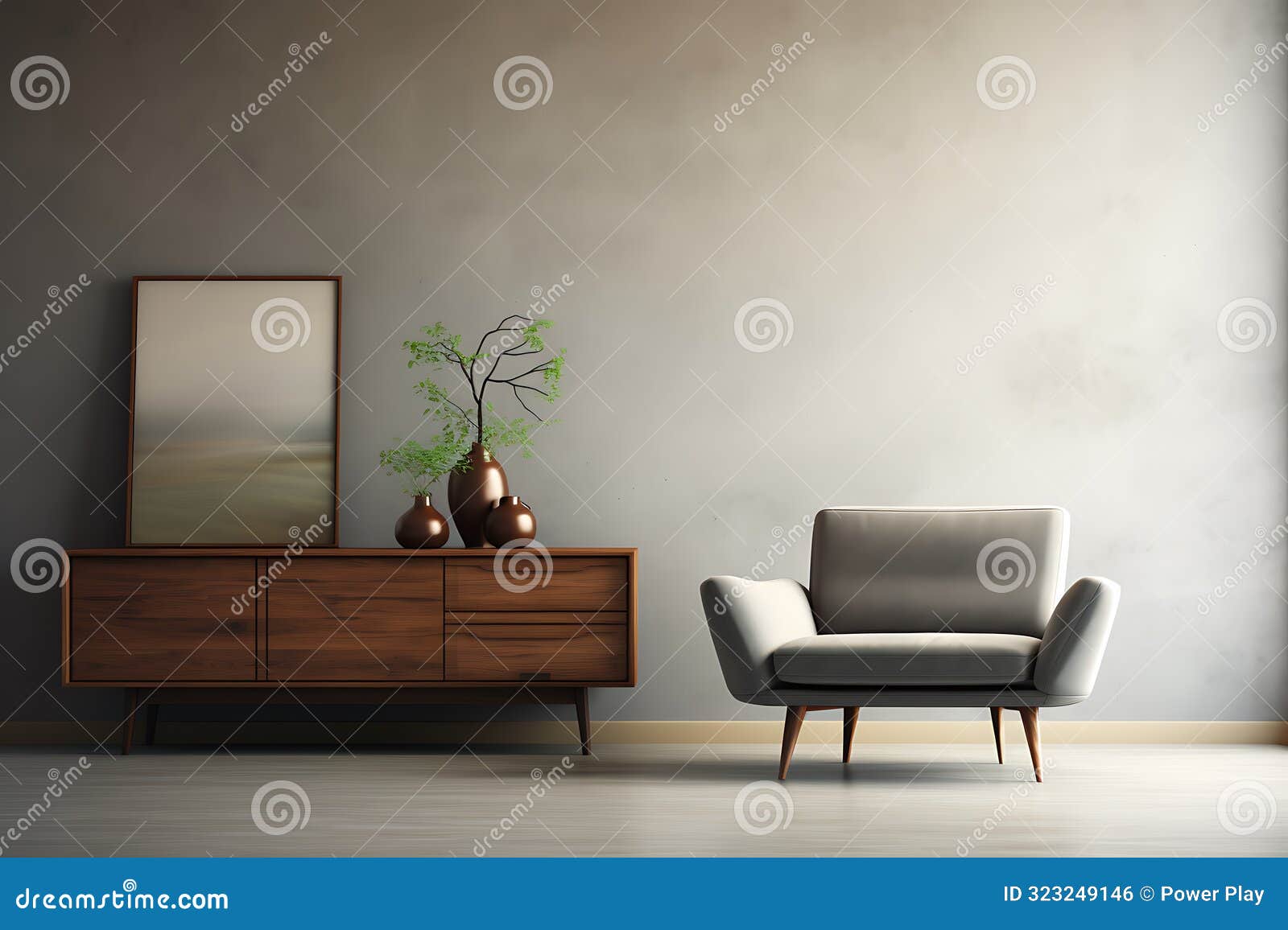 Interior of Modern Living Room with Wooden Commode and Vase Stock ...