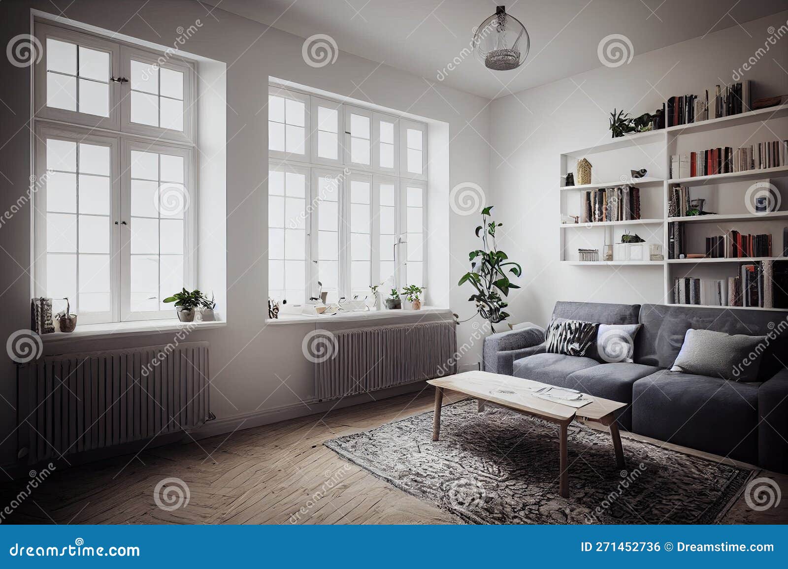 Interior Modern Living Room Workspace with Desk and Home Office. AI ...