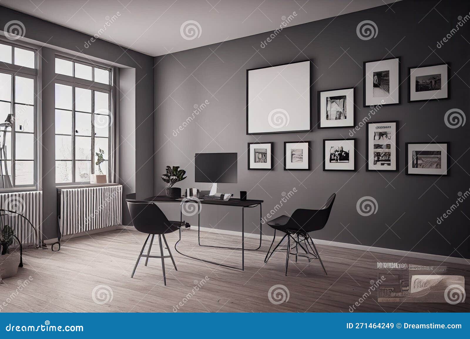 Interior Modern Living Room Workspace with Desk and Home Office. AI ...