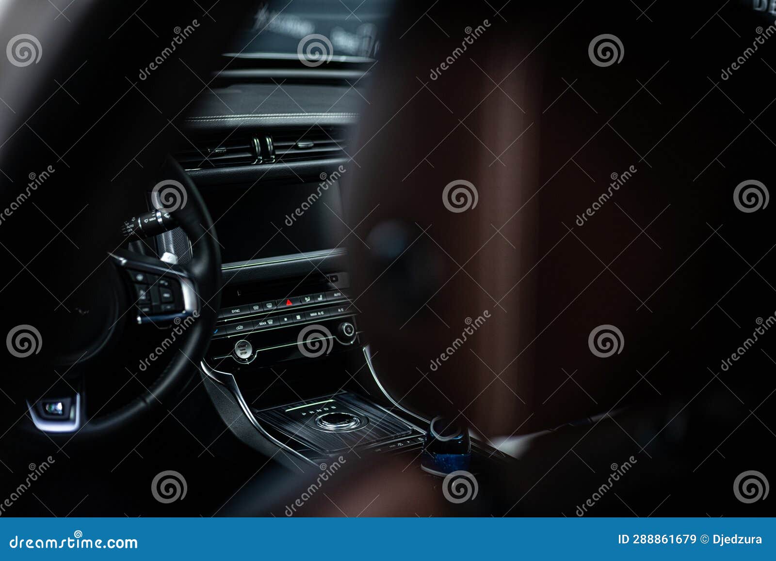 Interior of a Modern Luxury Car with a Multimedia Panel and Automatic ...