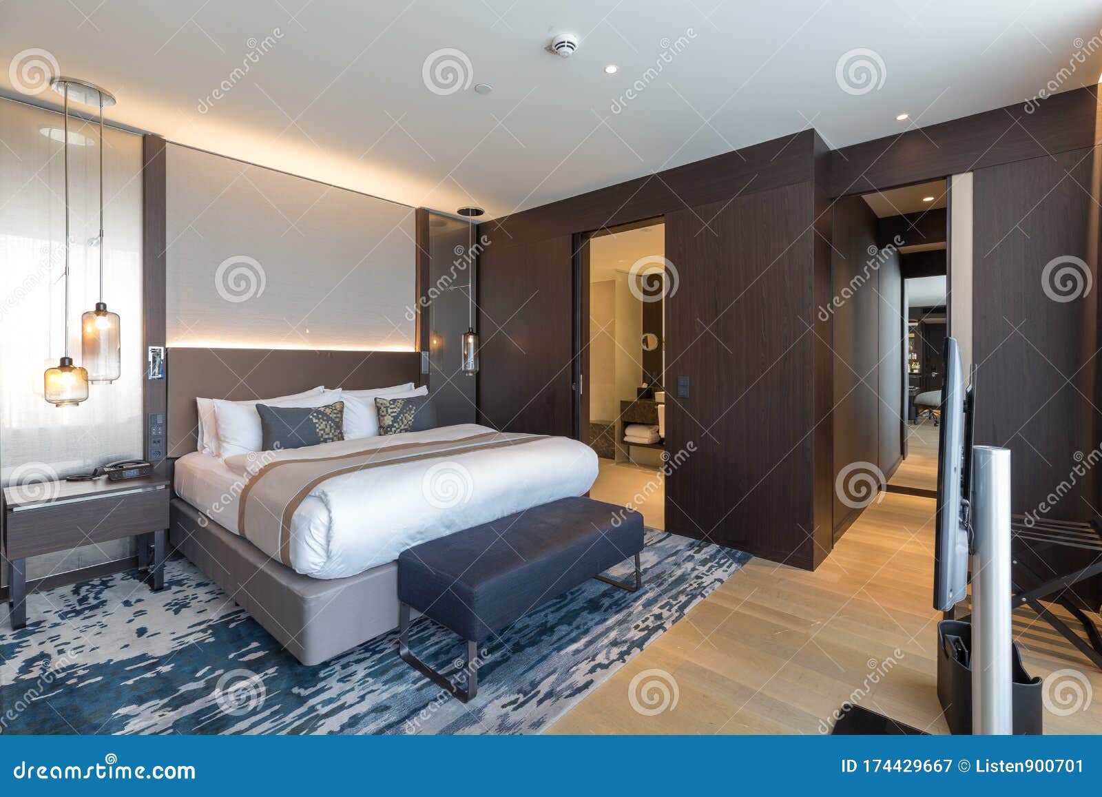 Interior of a Modern Luxury Hotel Bedroom Stock Image - Image of inside ...