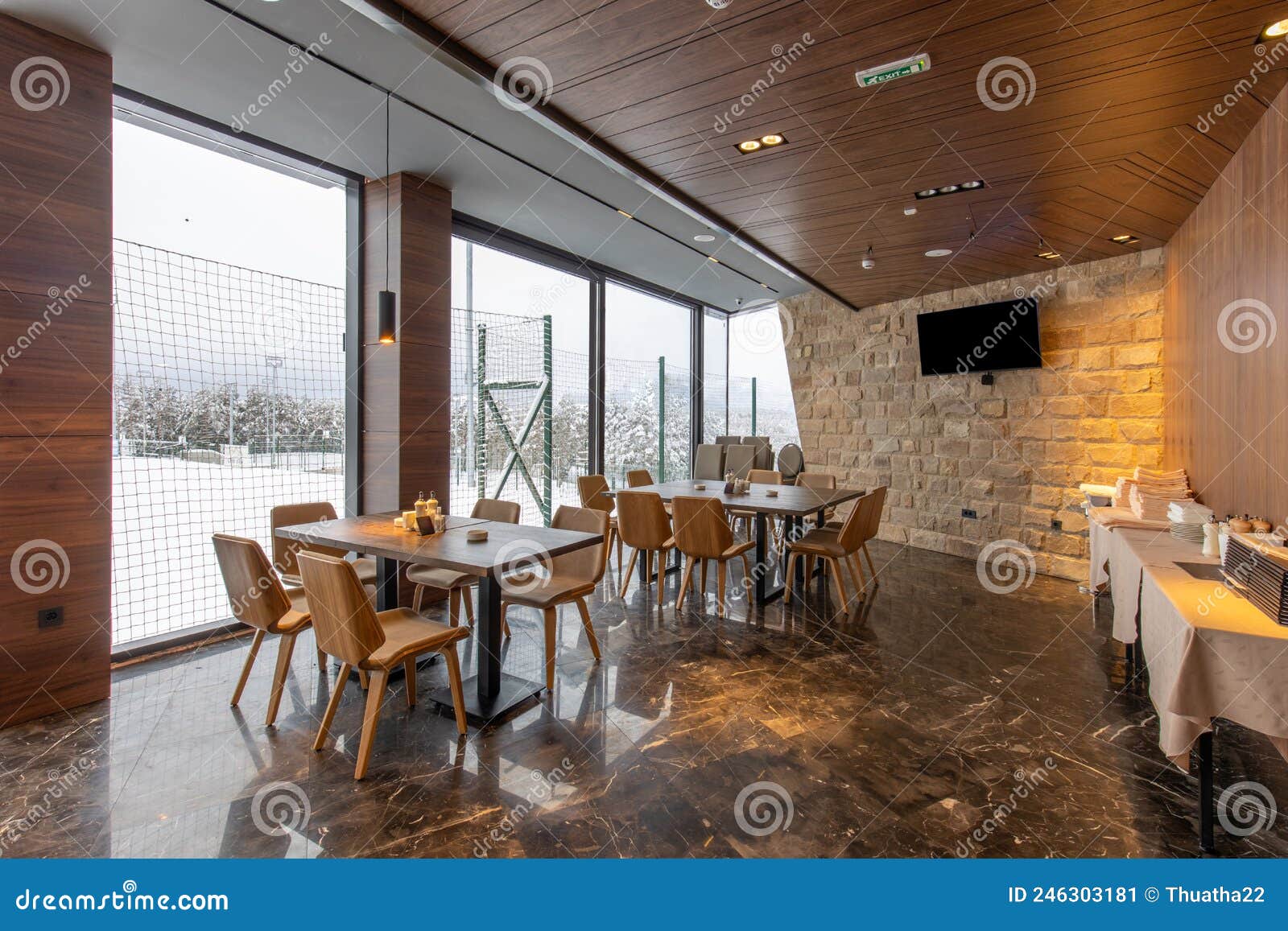 Interior of a Modern Mountain Restaurant Stock Image - Image of floor ...