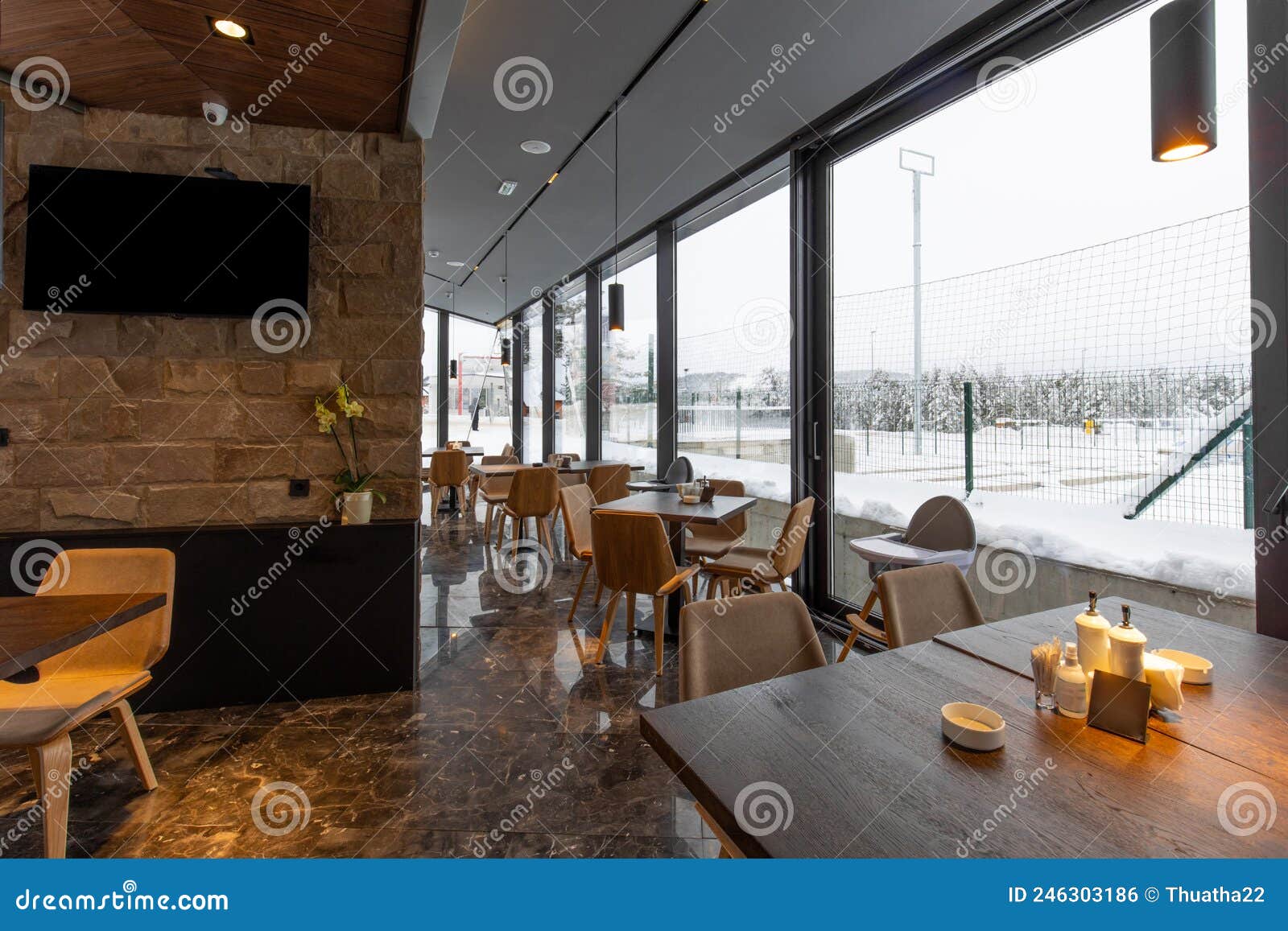 Interior of a Modern Mountain Restaurant Stock Photo - Image of modern ...