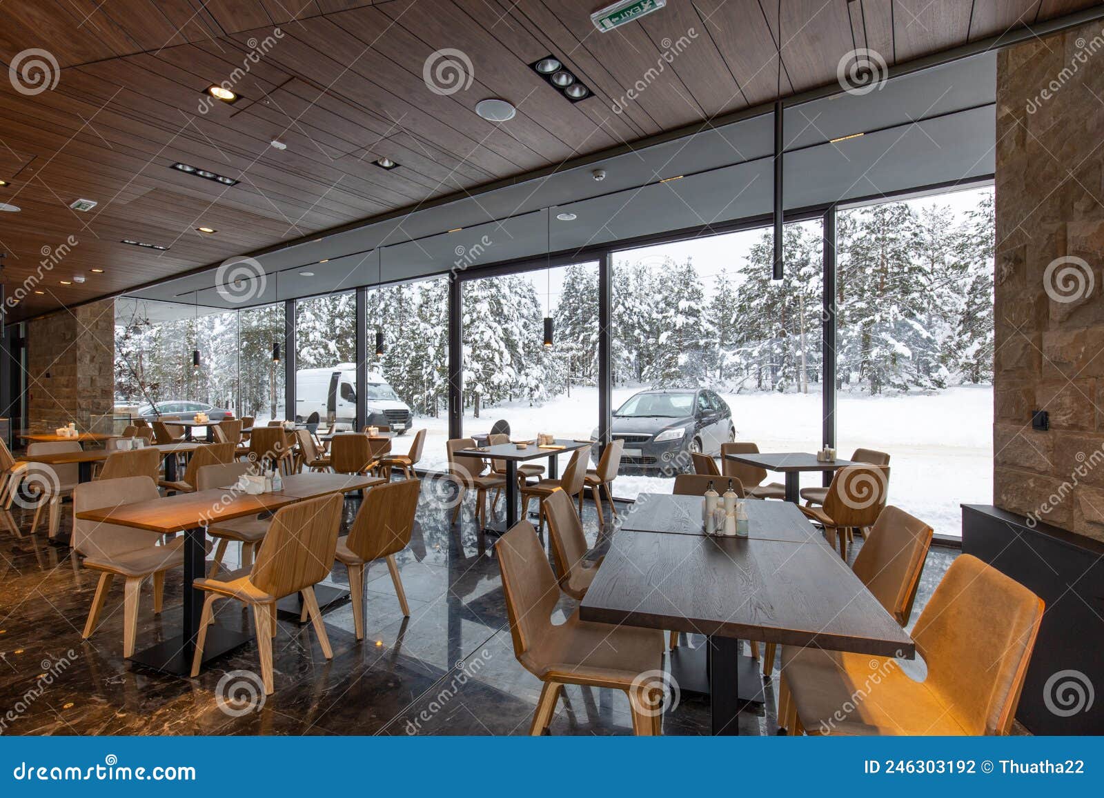 Interior of a Modern Mountain Restaurant Stock Photo - Image of ...