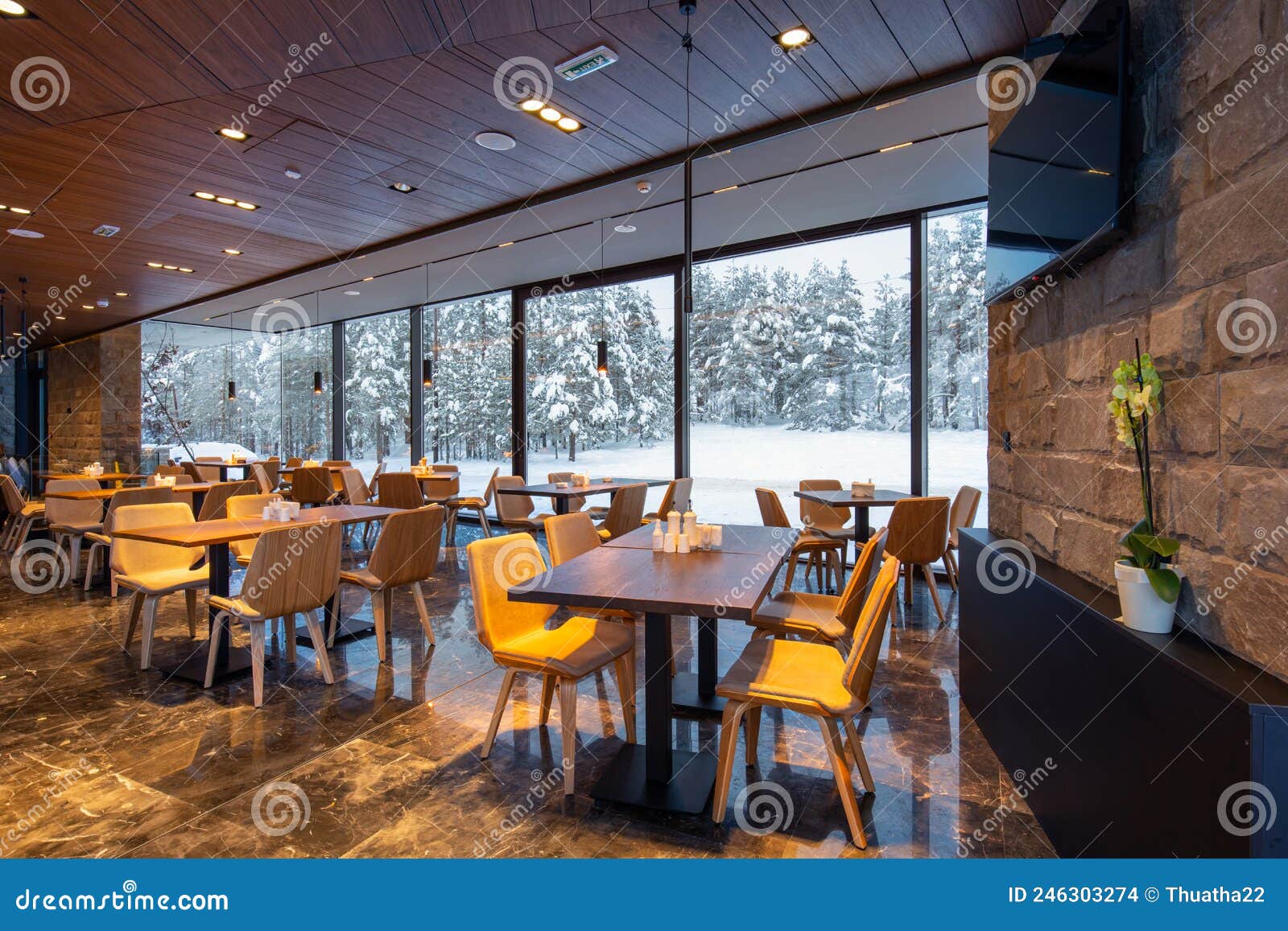 Interior of a Modern Mountain Restaurant Stock Photo - Image of outdoor ...