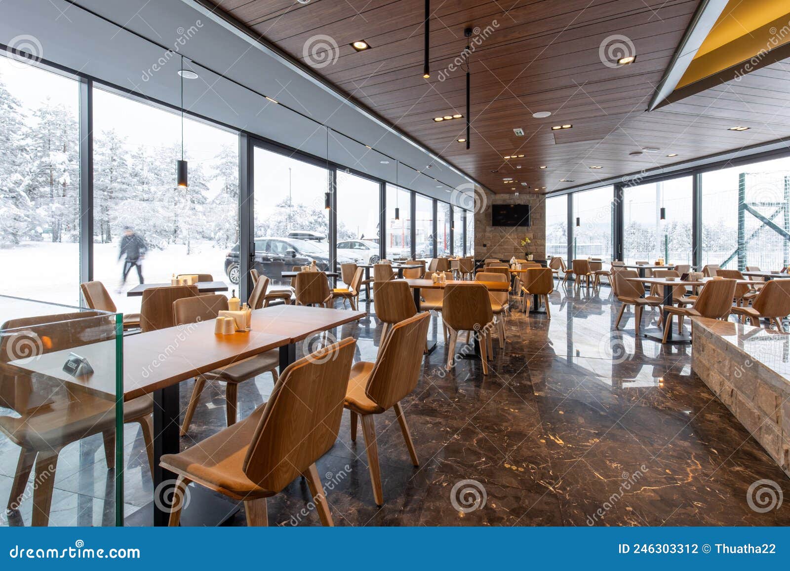 Interior of a Modern Mountain Restaurant Stock Photo - Image of idyllic ...