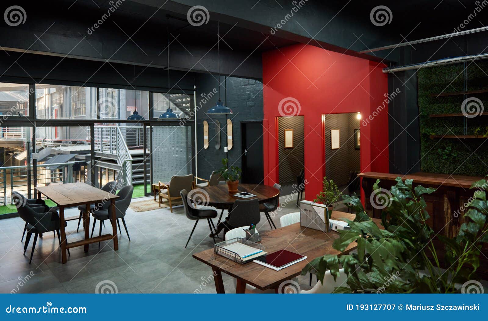 Interior of a Modern Office after Business Hours Stock Image - Image of ...