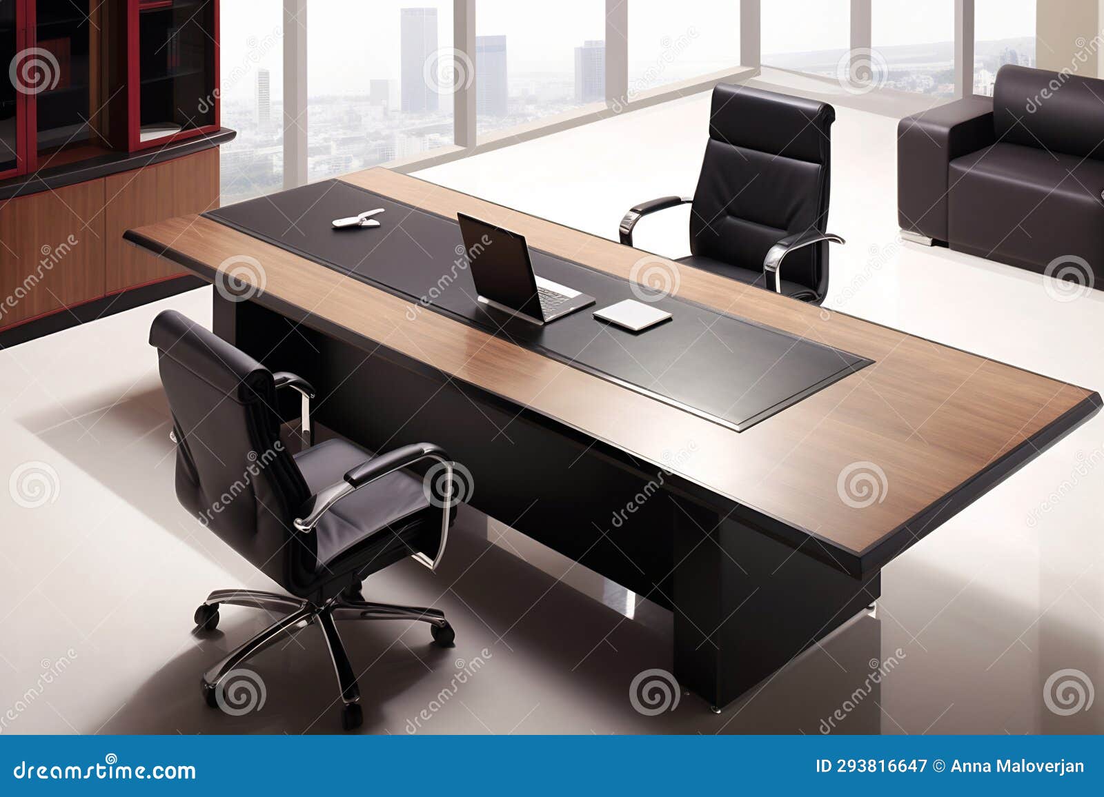 Interior of Modern Office with Computer on Desk Stock Image - Image of ...