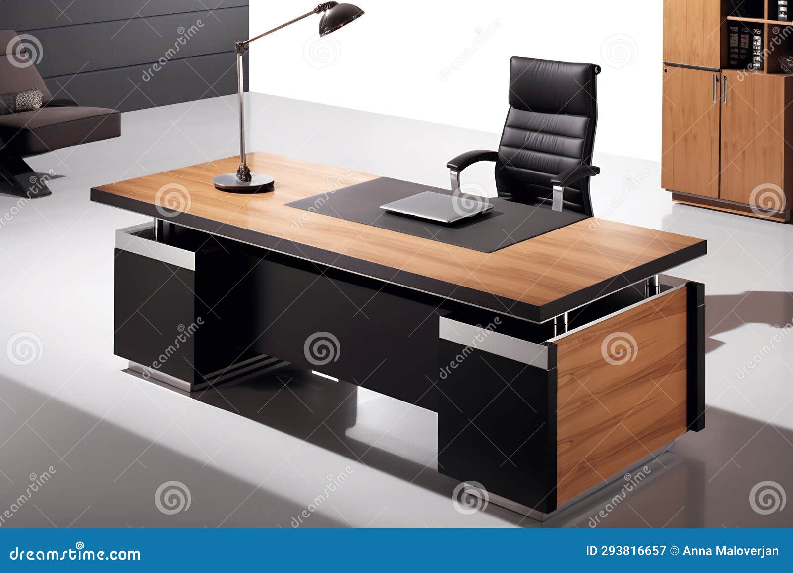 Interior of Modern Office with Computer on Desk Stock Image - Image of ...
