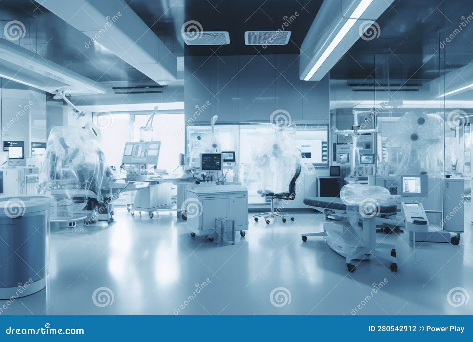 Interior of a Modern Operating Room with Surgery Equipment. 3D ...