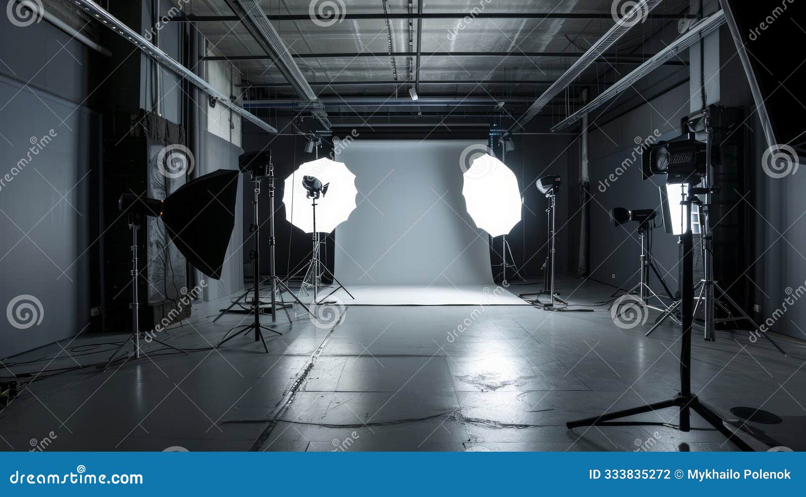 Interior of Modern Photo Studio with Octaboxes and Light Sources ...