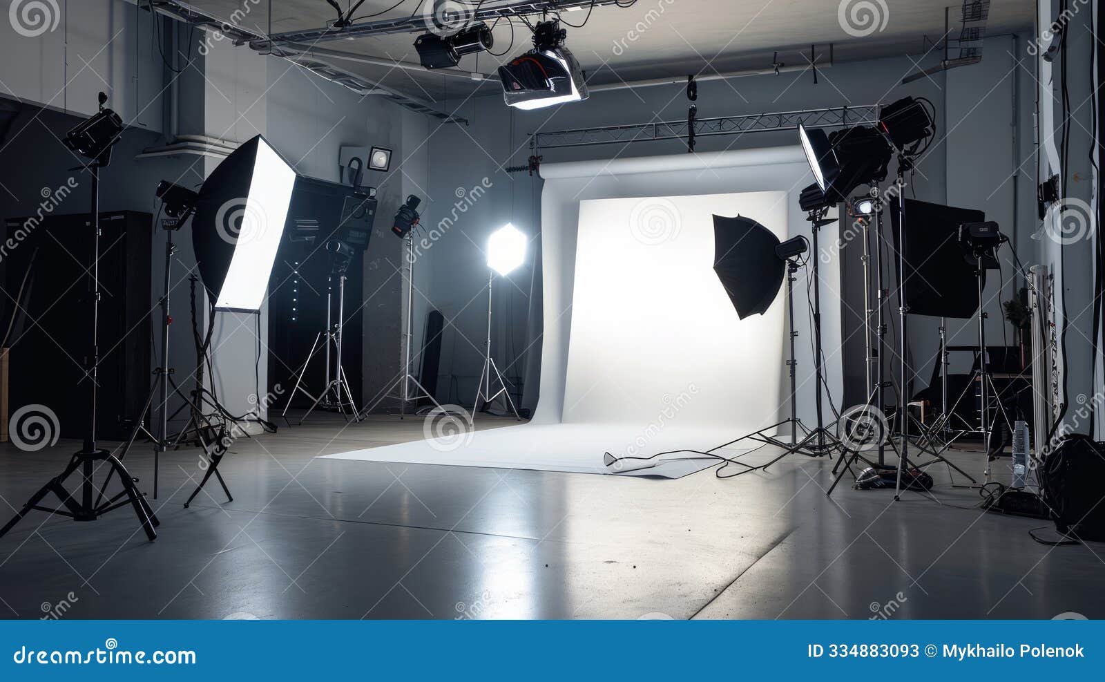 Interior of Modern Photo Studio with Octaboxes and Light Sources ...