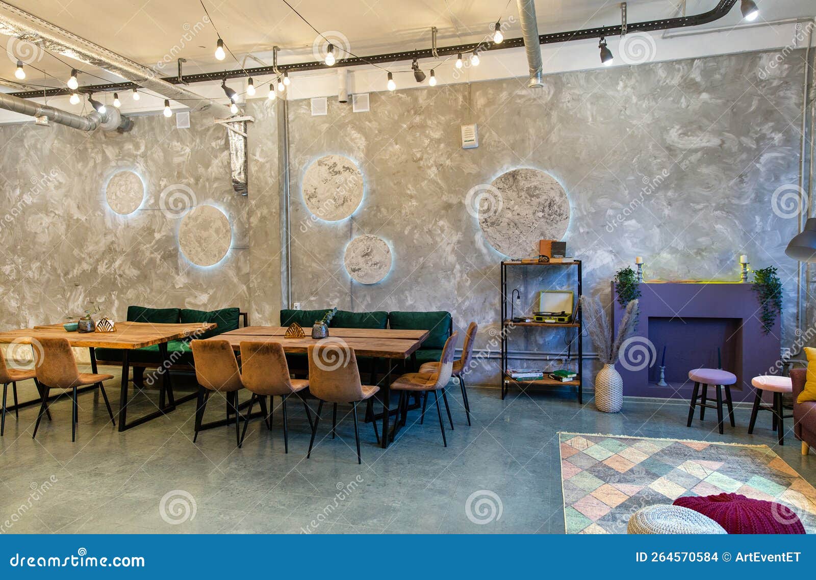 Interior of Modern Restaurant in Loft Style Stock Photo - Image of ...