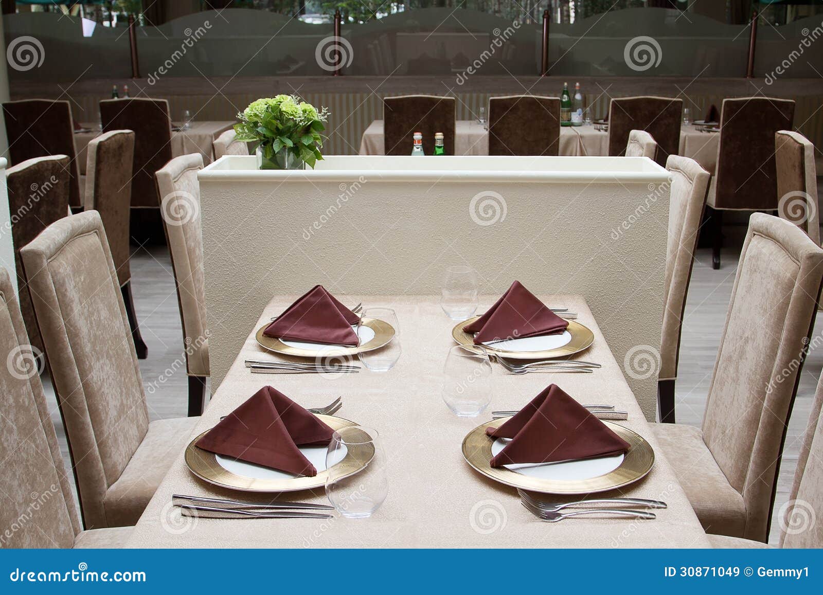 Interior of Modern Restaurant with Served Table Stock Image - Image of ...