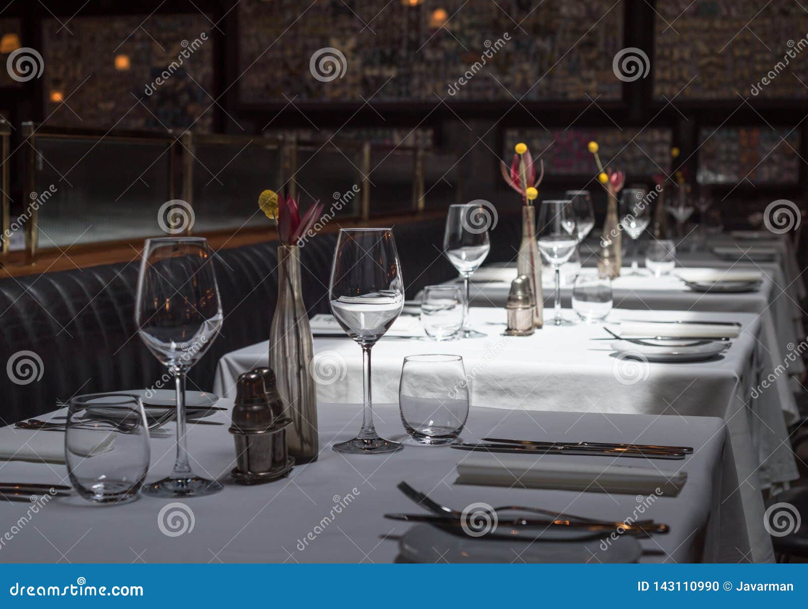 Interior of a Modern Restaurant with Tables Served for Dinner Stock ...
