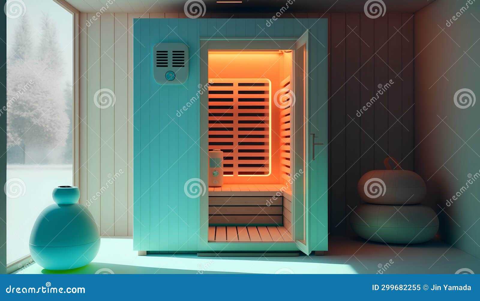 Interior of a Modern Sauna. 3d Rendering, 3d Illustration Stock ...