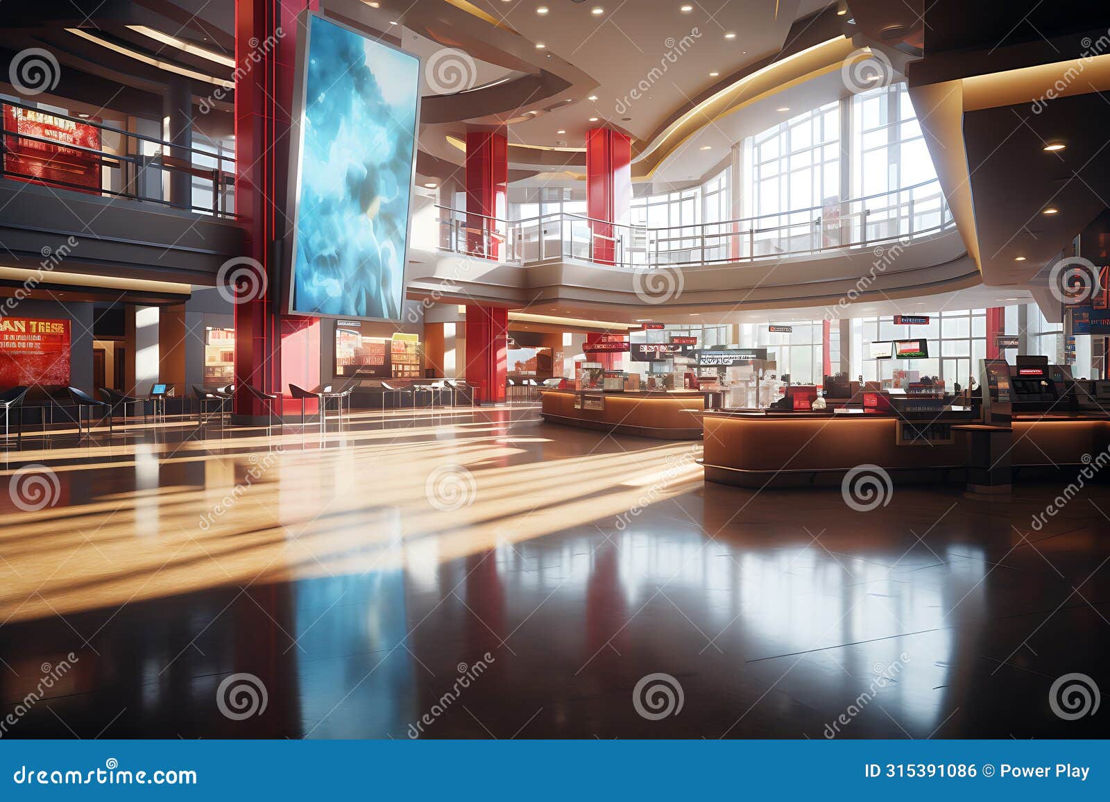 Interior of a Modern Shopping Mall at Night. Shallow Depth of Field ...