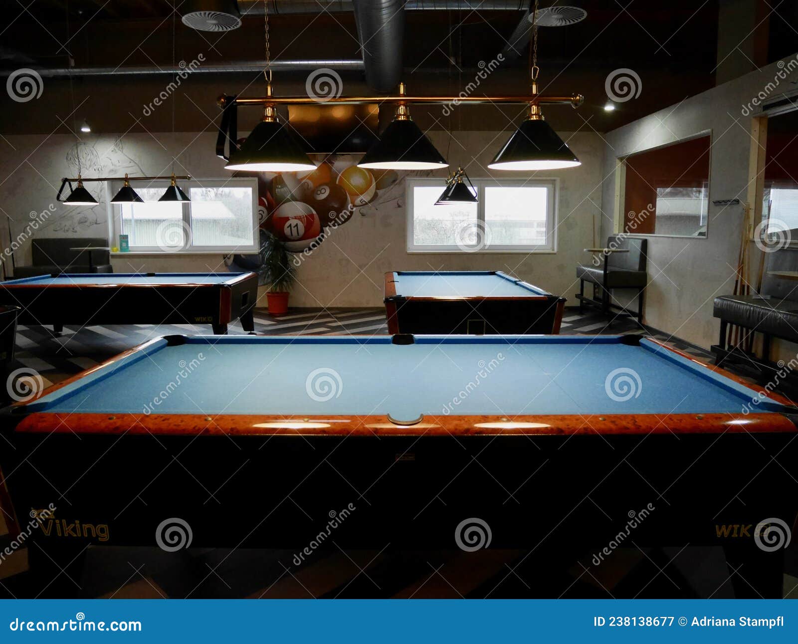 Interior of Modern Snooker Hall. Stock Image - Image of play, ball ...