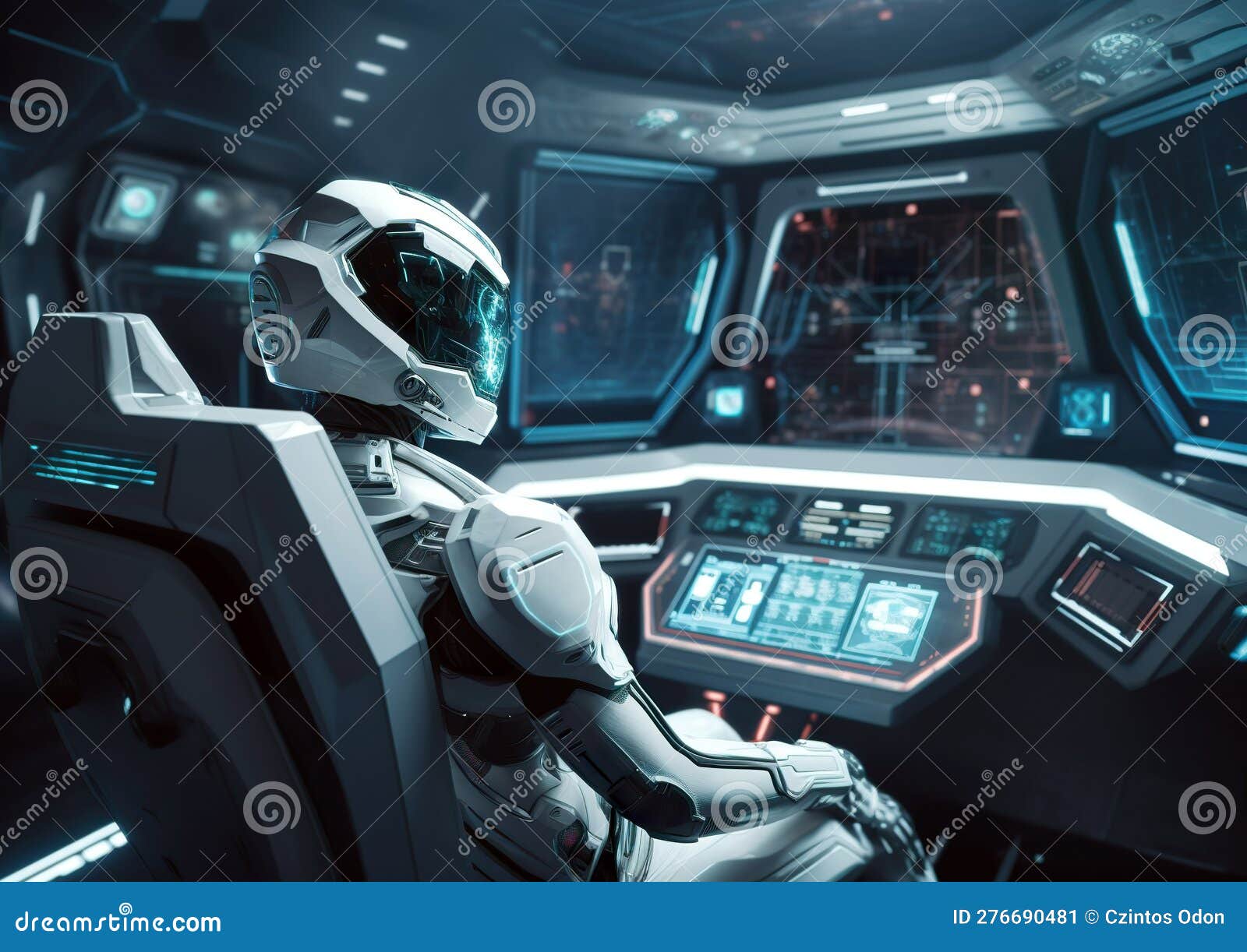 The Interior of a Modern Spaceship of the Future, with Command and ...