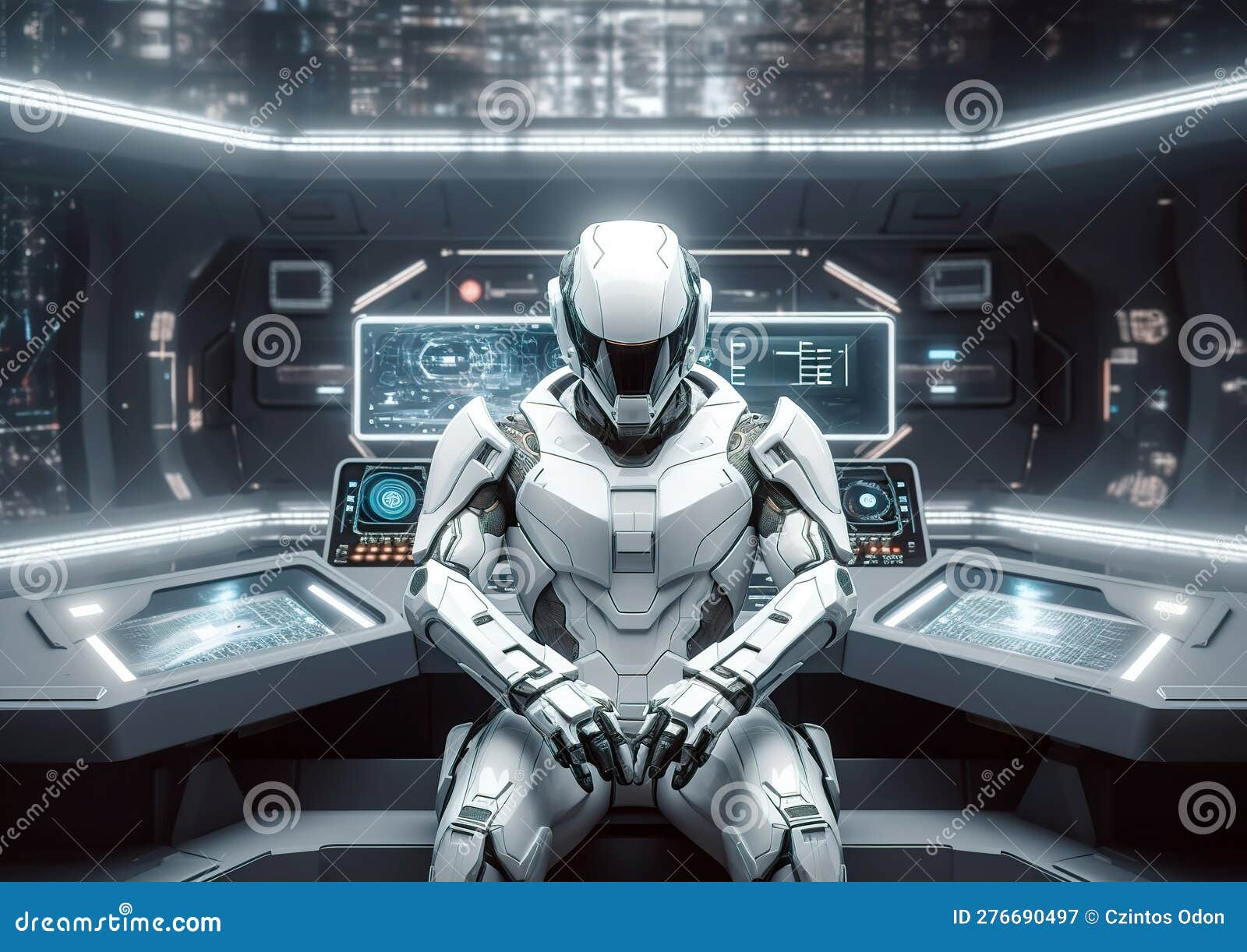 The Interior of a Modern Spaceship of the Future, with Command and ...