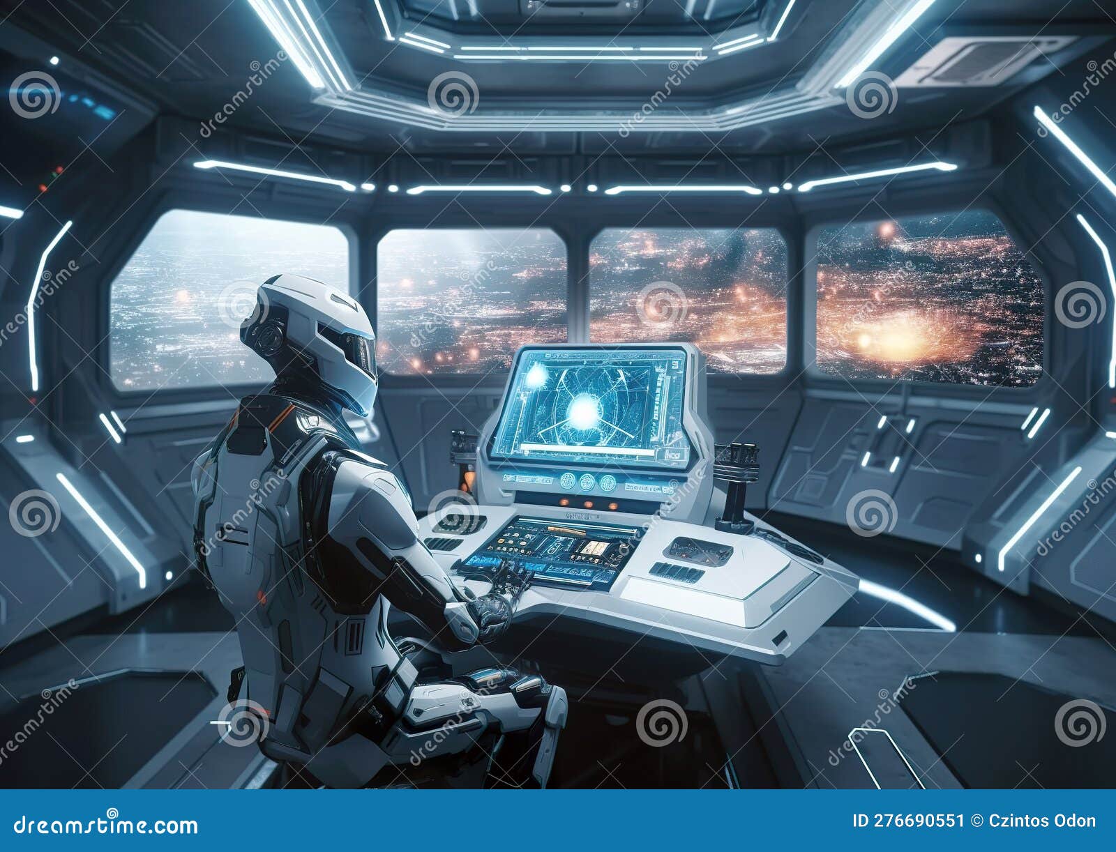 The Interior of a Modern Spaceship of the Future, with Command and ...