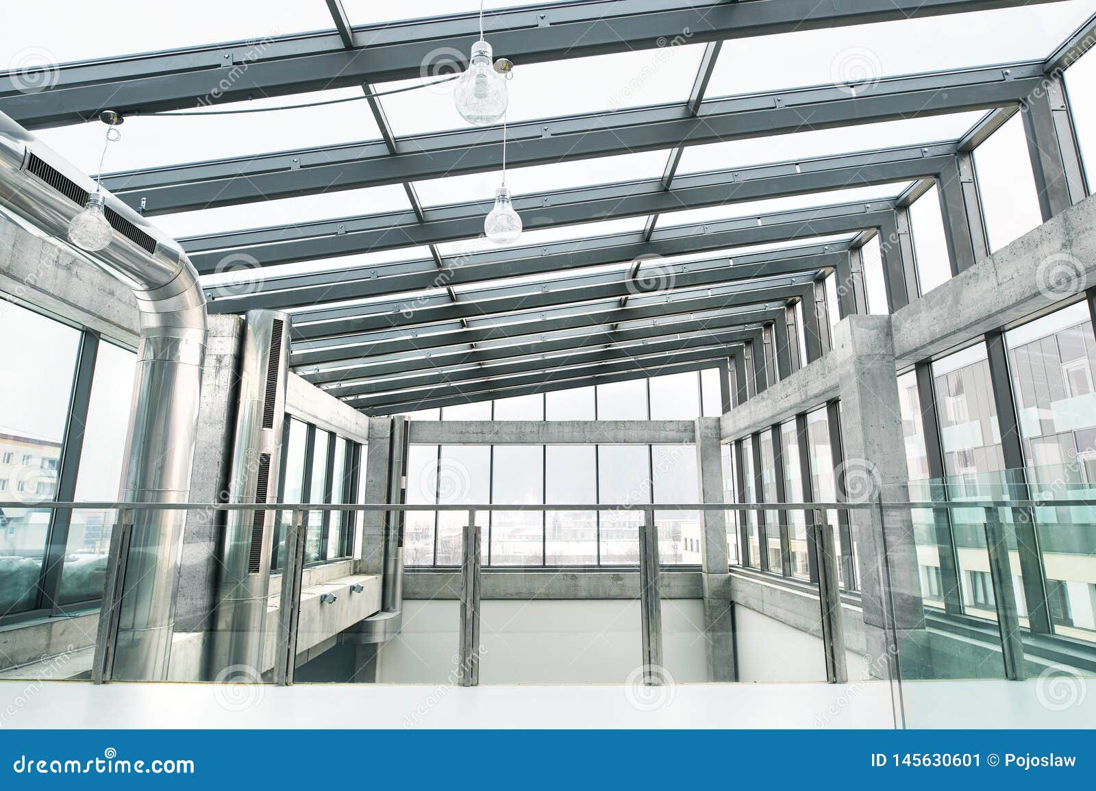 An Interior of a Modern Spacious Office Building. Stock Image - Image ...