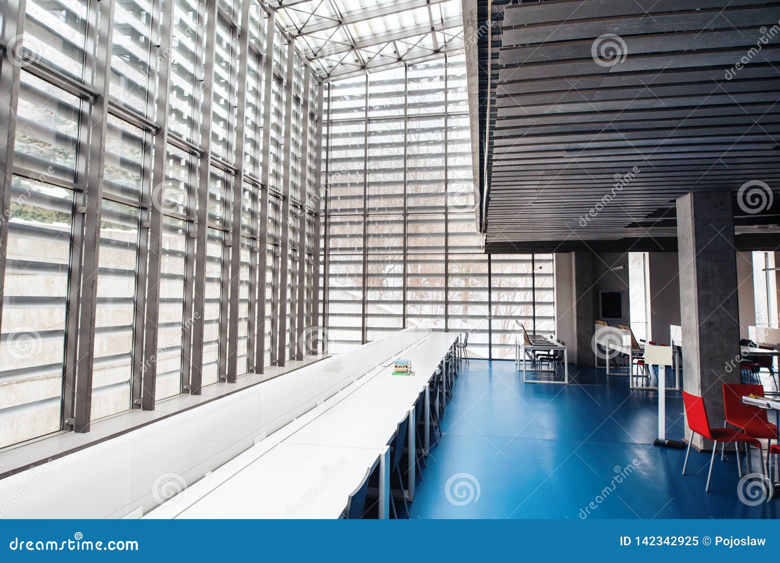 An Interior of a Modern Spacious Study Room in a Library or Office ...