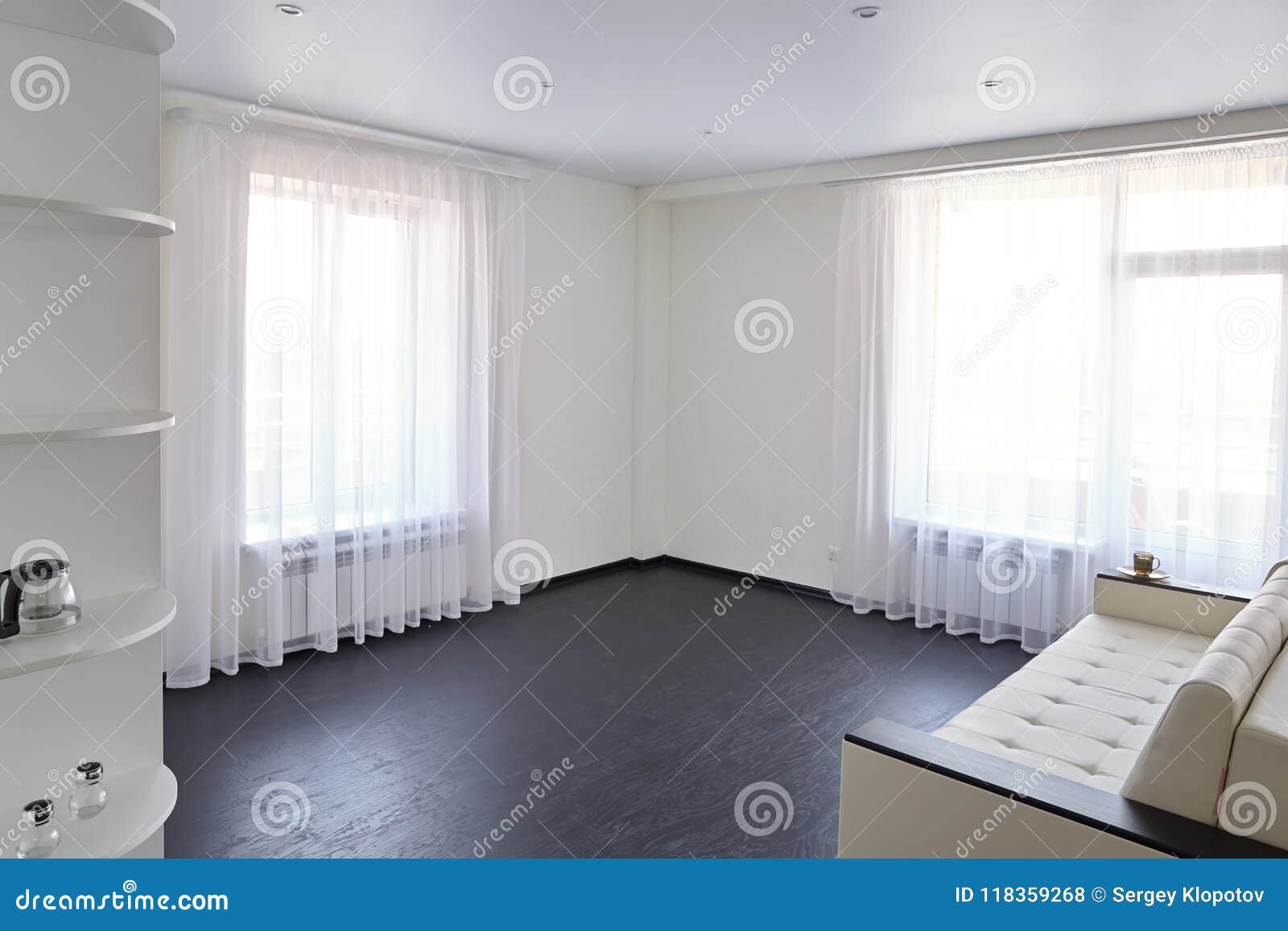 Interior of a Modern Studio Apartment with Light Windows. Stock Photo ...
