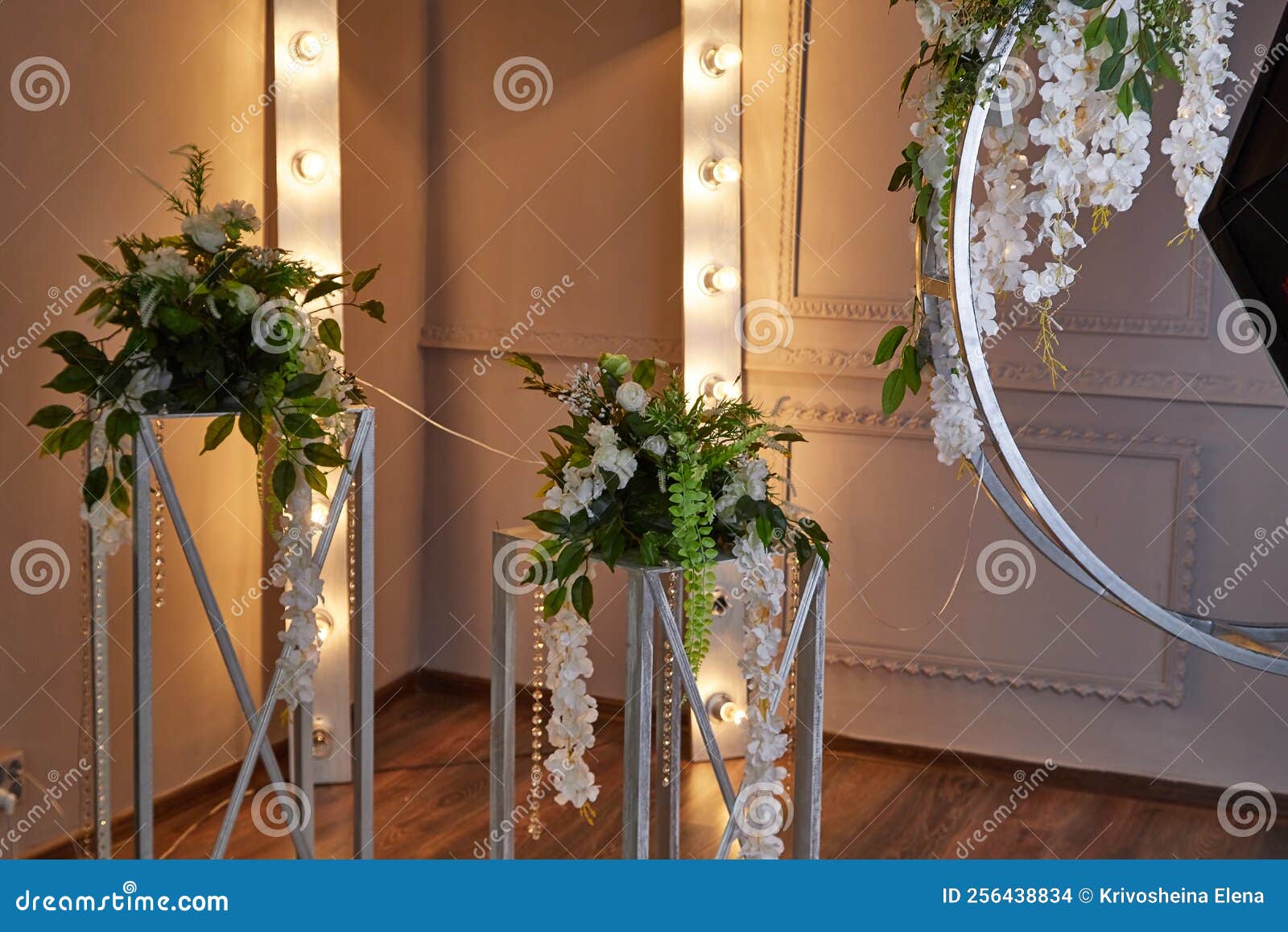 Interior of Modern Studio with Mirrow, Flowers and Lights. Location for ...