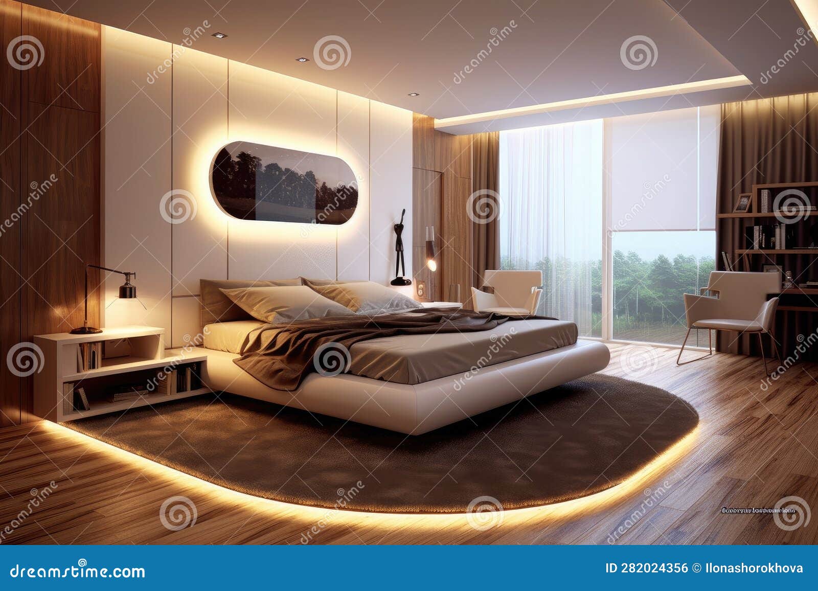 Interior of Modern Stylish Bedroom, AI Generated Stock Illustration ...