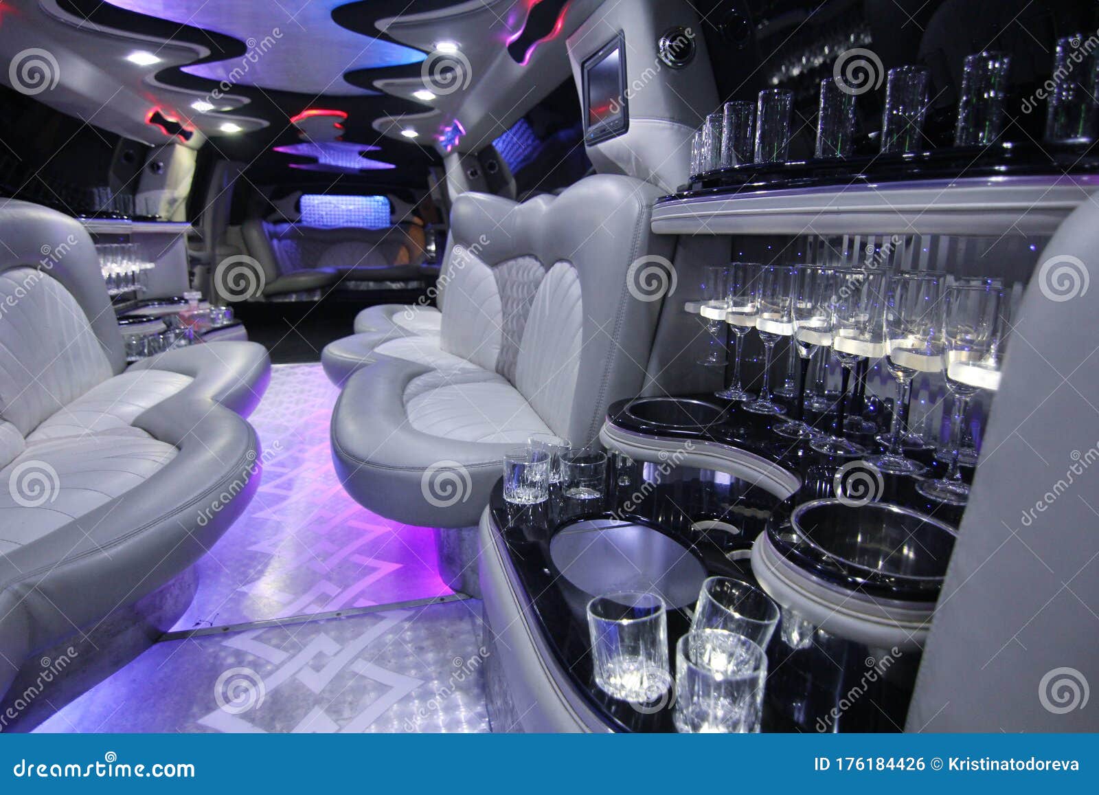 Interior of a Modern Stylish Car the Back of the Limo Stock Photo ...
