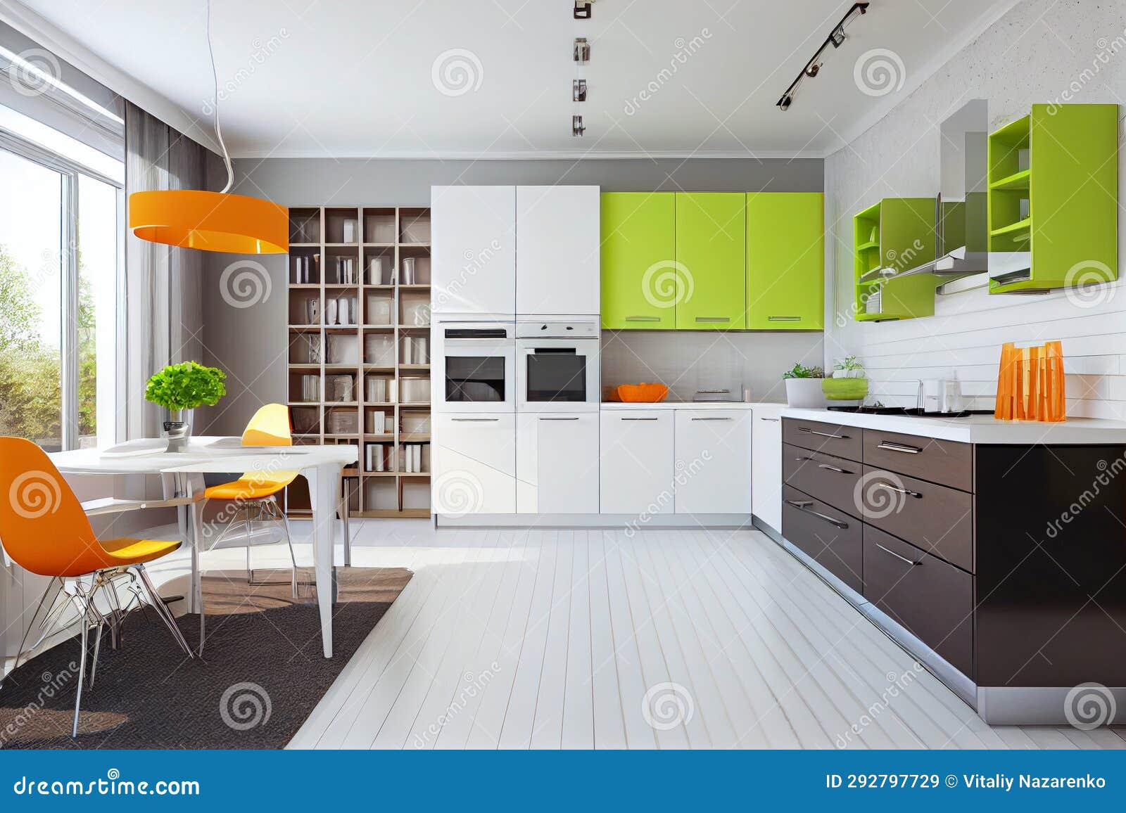 Interior of Modern Stylish Kitchen. AI Generated. Stock Image - Image ...