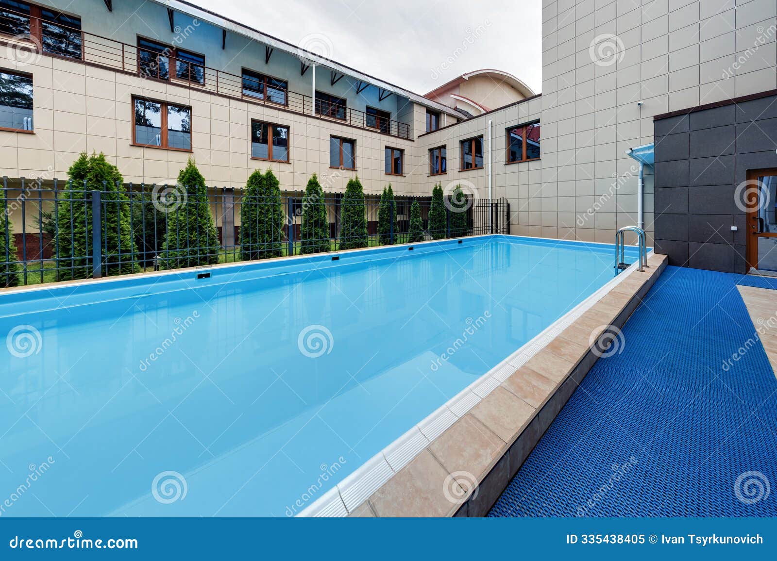 Interior of Modern Swimming Pool on Open Air Stock Image - Image of ...