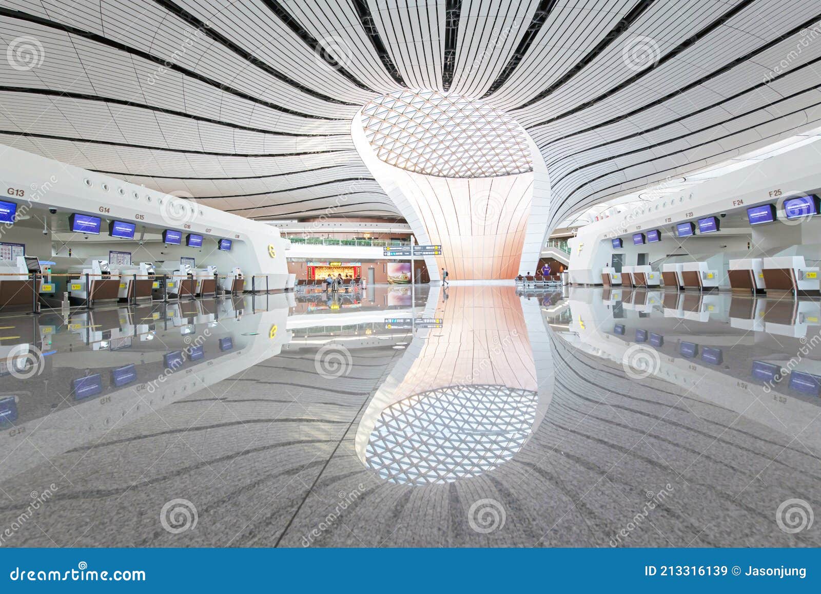 Interior of Modern Terminal Building with Grid Skylight Stock Image ...