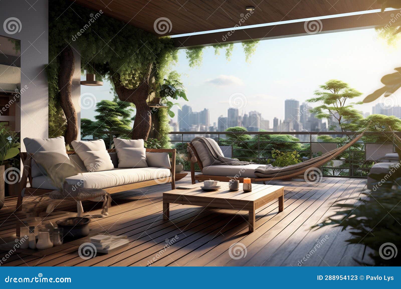 The Interior of a Modern Terrace with Panoramic Windows Stock ...