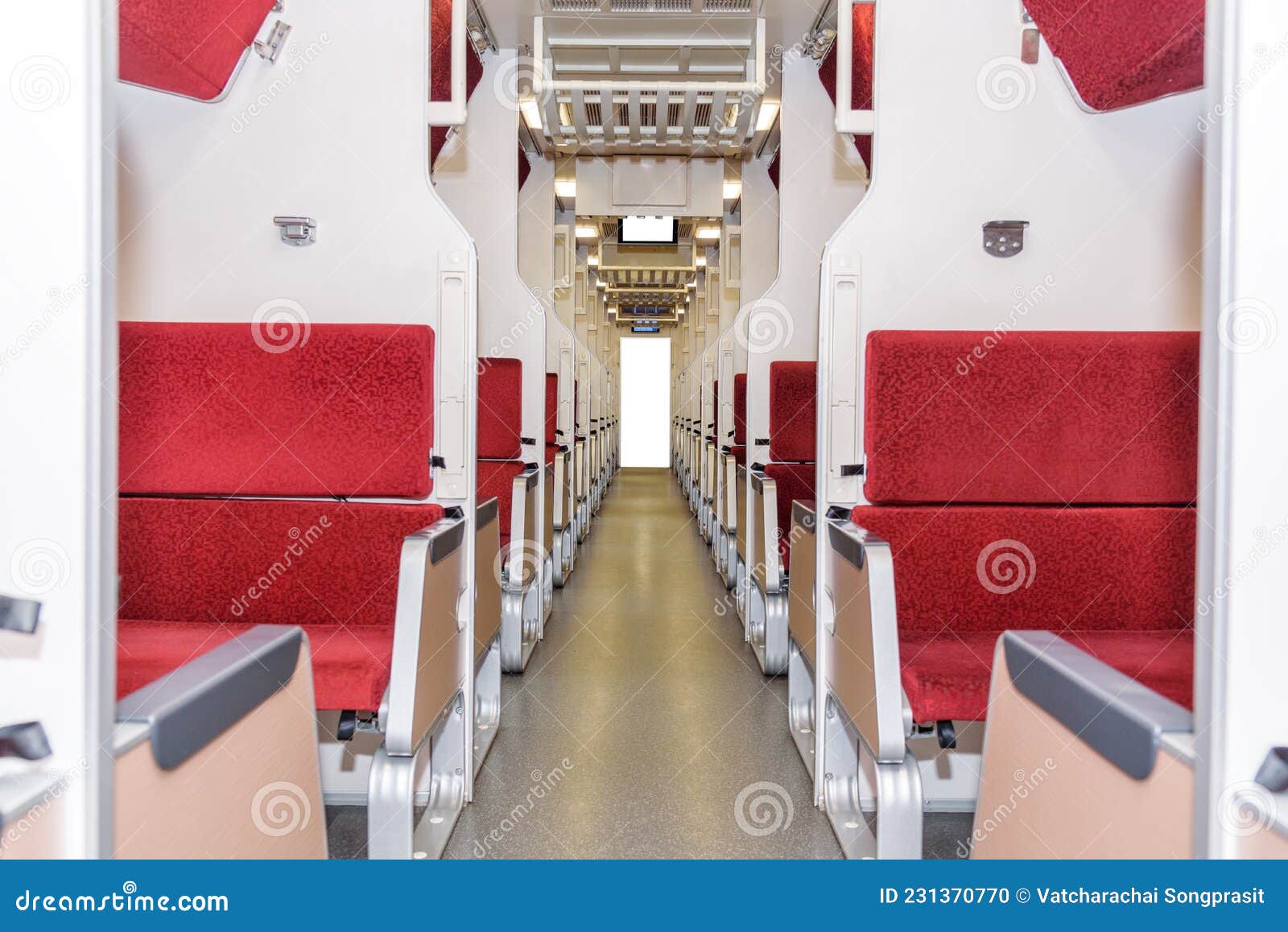 Interior of Modern Train with Walkway Stock Photo - Image of interior ...