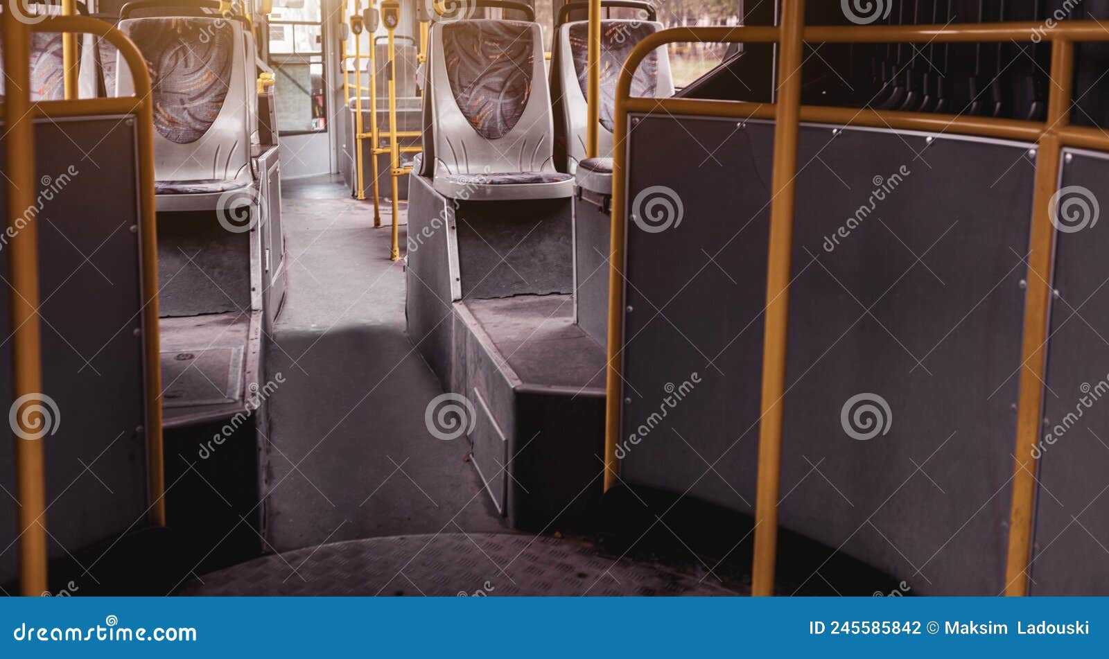 Interior of a Modern Trolleybus or Bus Stock Photo - Image of passenger ...
