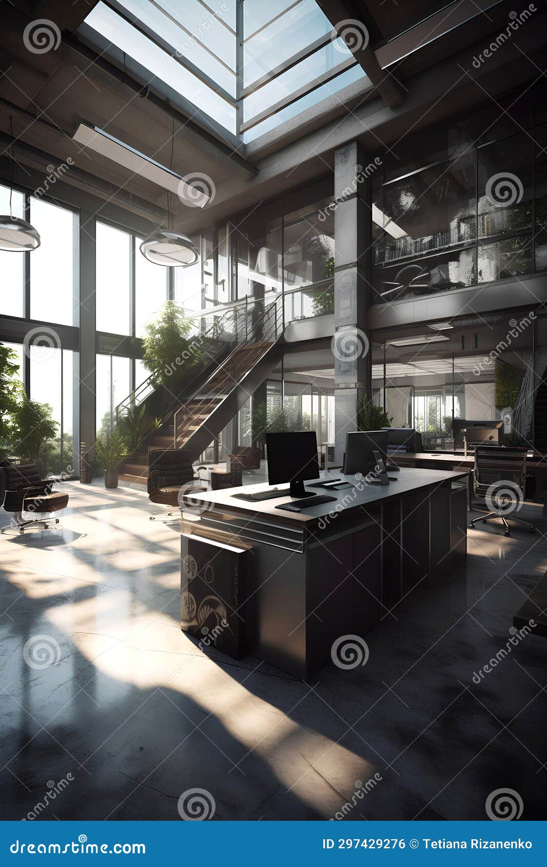 Interior of Modern Two-level Office Stock Photo - Image of building ...