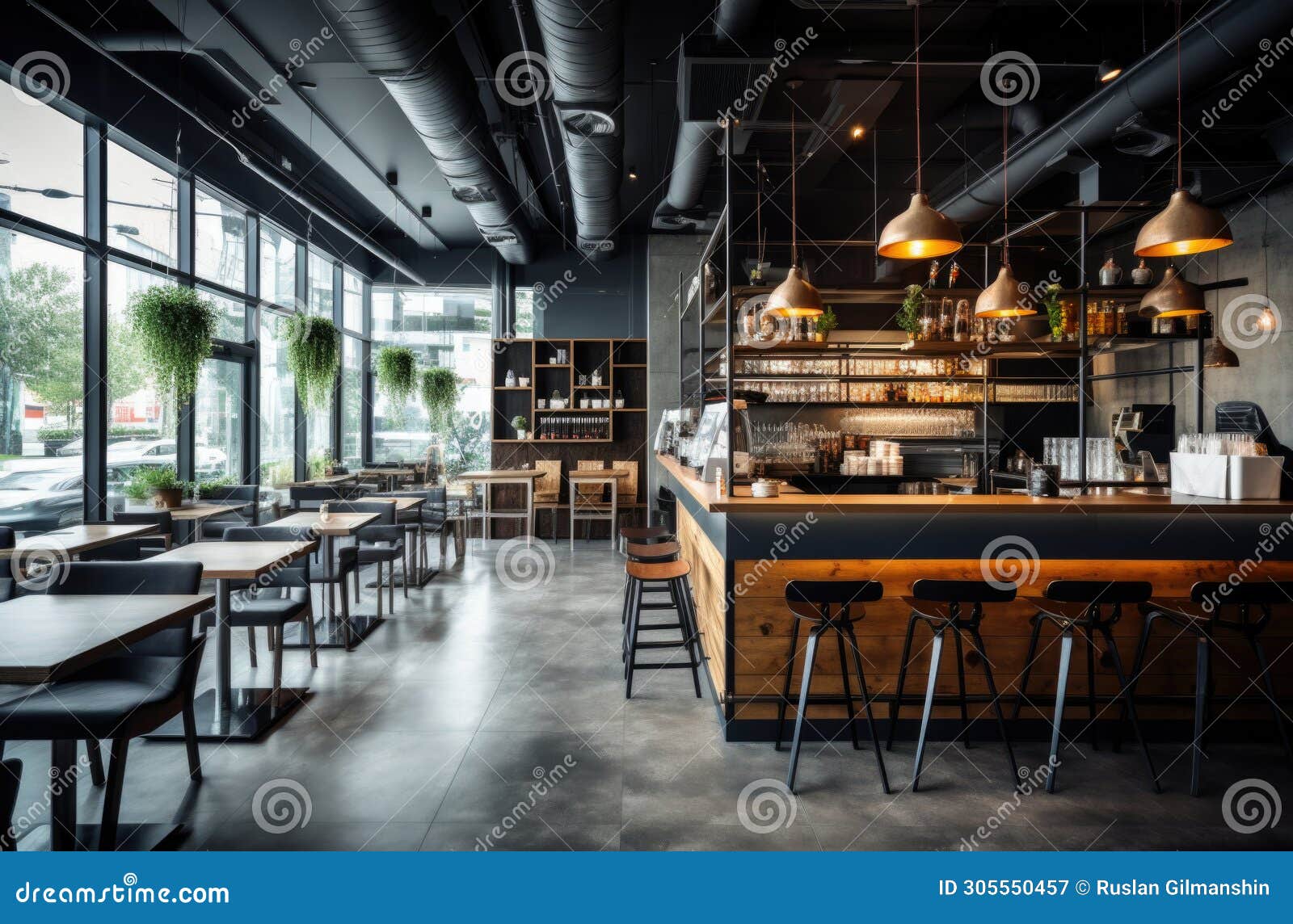 Interior of a Modern Urban Restaurant Stock Image - Image of design ...